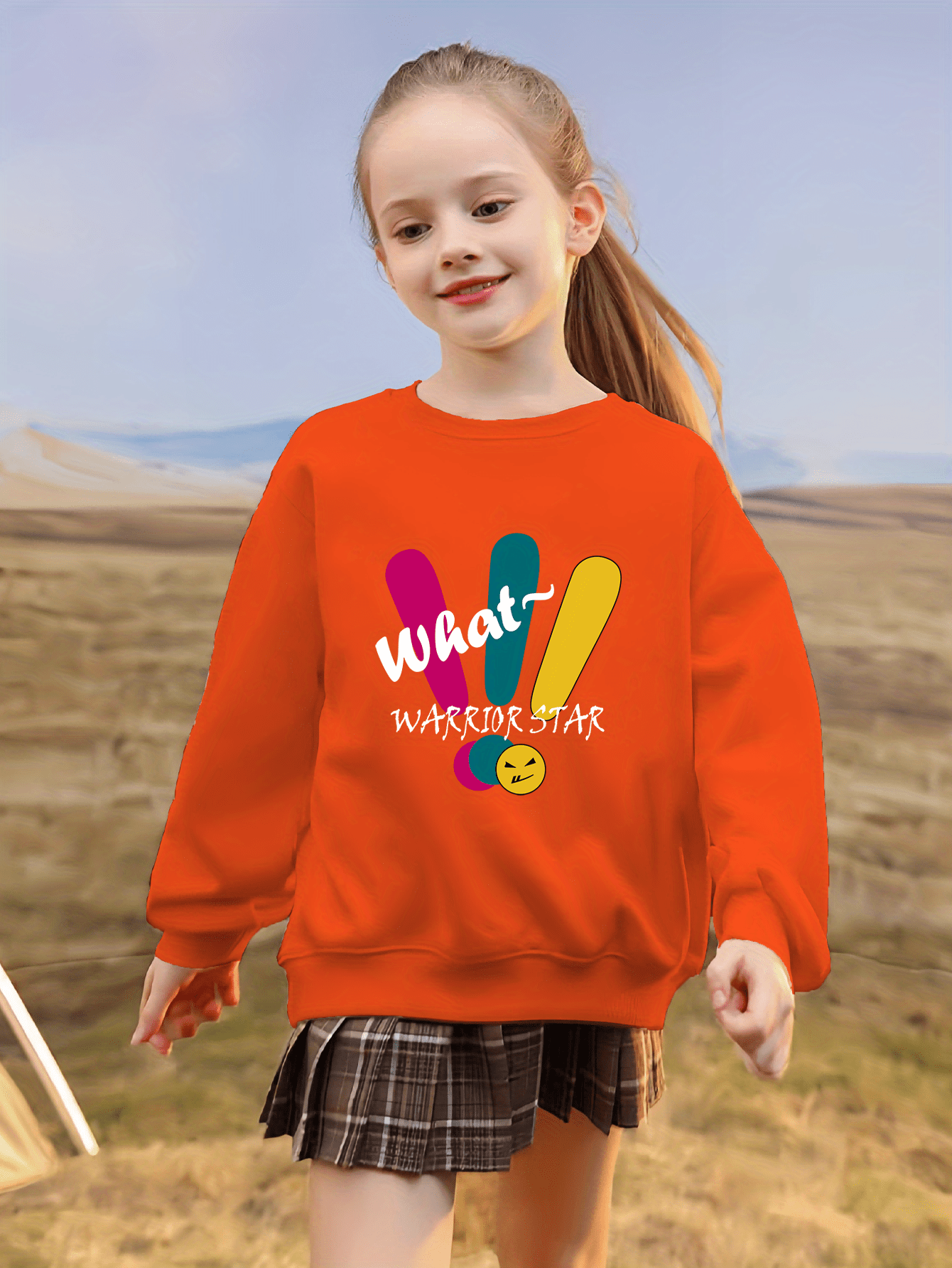 Fashion Comfy Sweatshirt Warrior Star Print Girl s Casual - Temu Australia