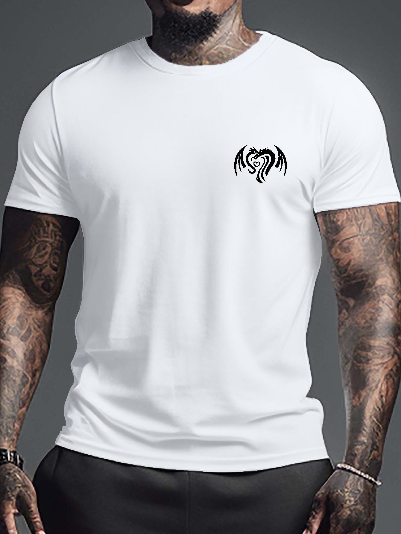 Innovative Logos 'dragon Heart' Print Men's Short Sleeve T - Temu New ...