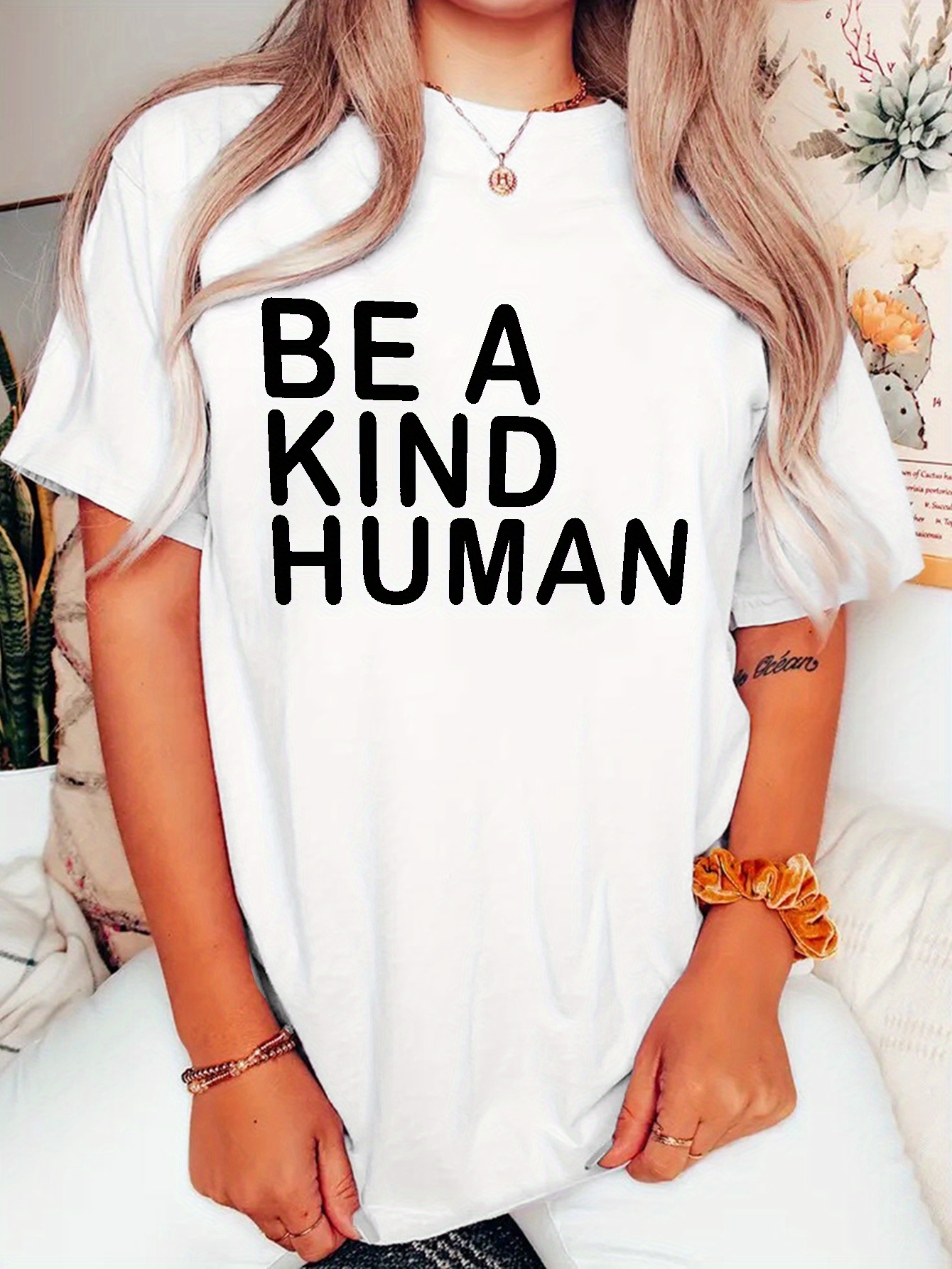 A Kind Human Print T shirt Short Sleeve Crew Neck Casual Top - Temu ...