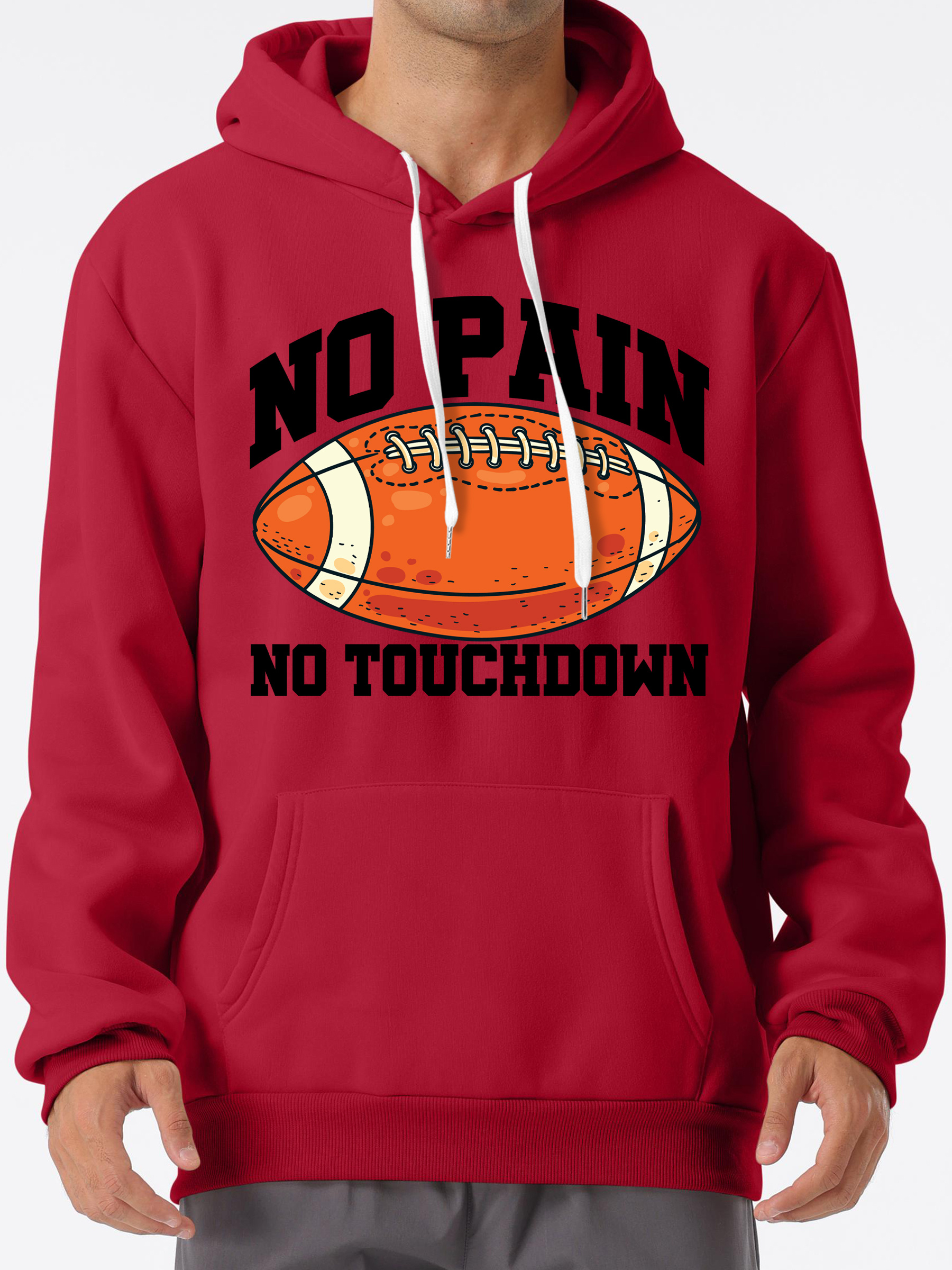No Pain No Touchdown Rugby Print Men's Pullover Round Neck - Temu Australia