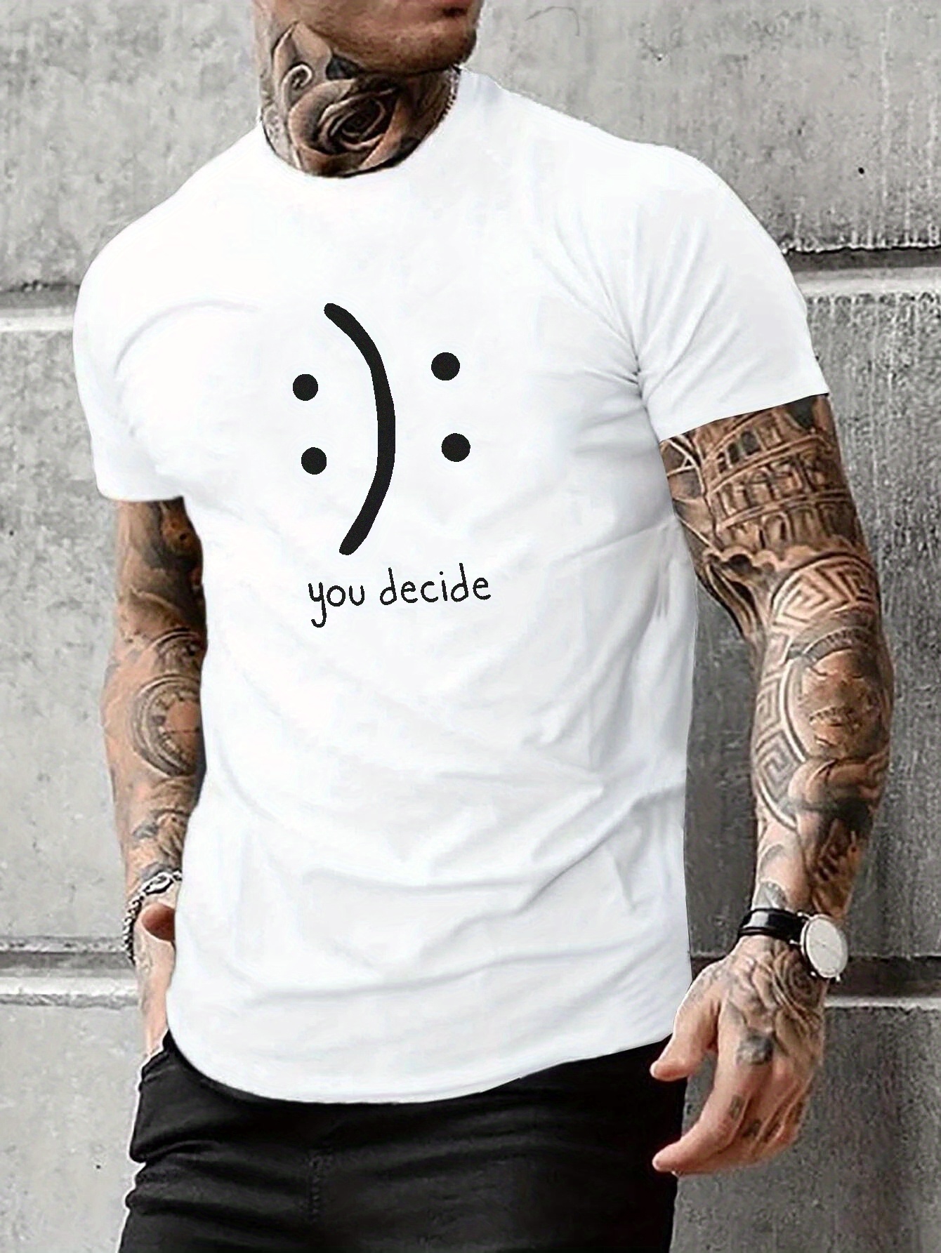 ' Decide' Sending Hearts Print Tees Men Casual Crew Neck - Temu New Zealand