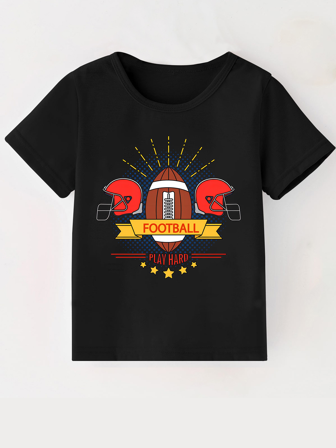 'football Helmets' Print Boy's Trendy Short Sleeve Graphic T - Temu ...