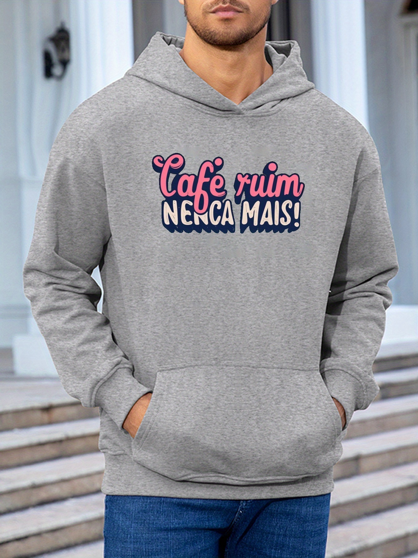 Letter Print Kangaroo Pocket Hoodie Casual Long Sleeve Temu Canada