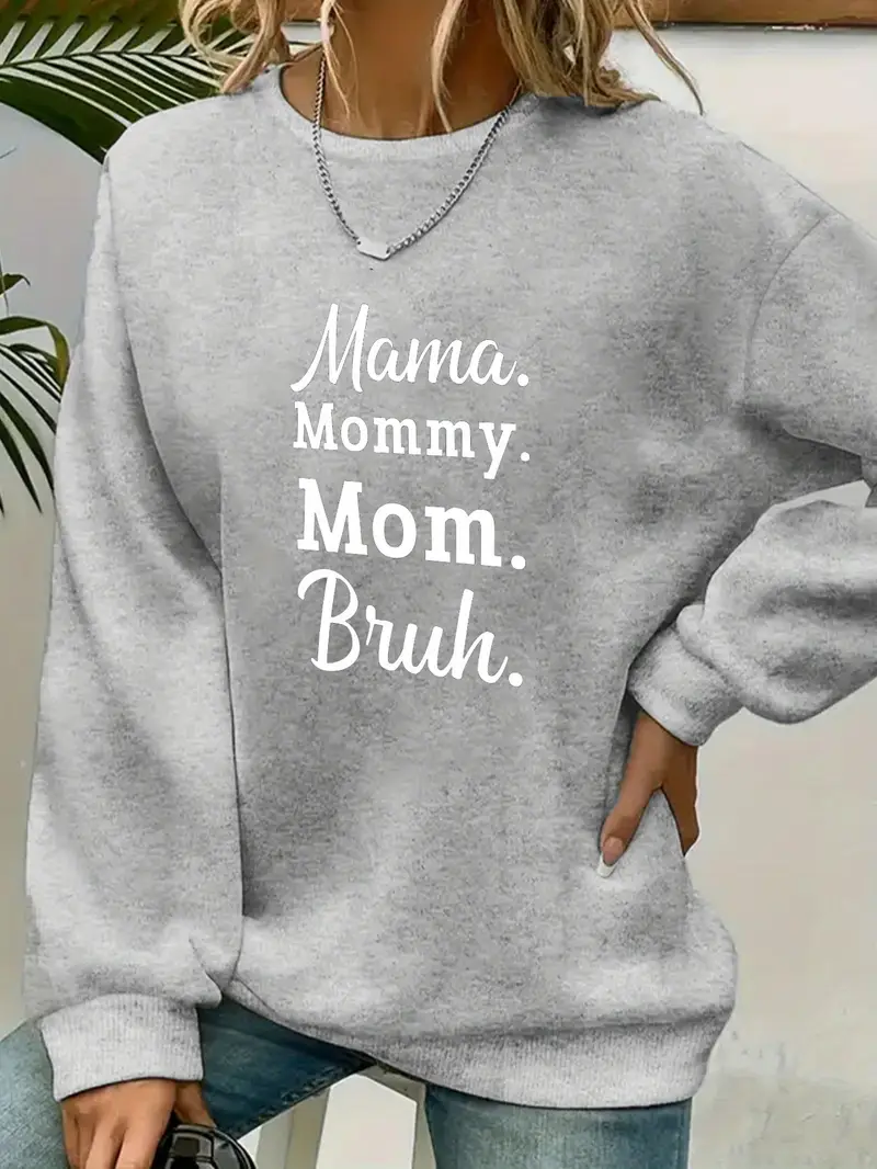 Letter Print Pullover Sweatshirts Long Sleeve Crew Neck Temu Australia