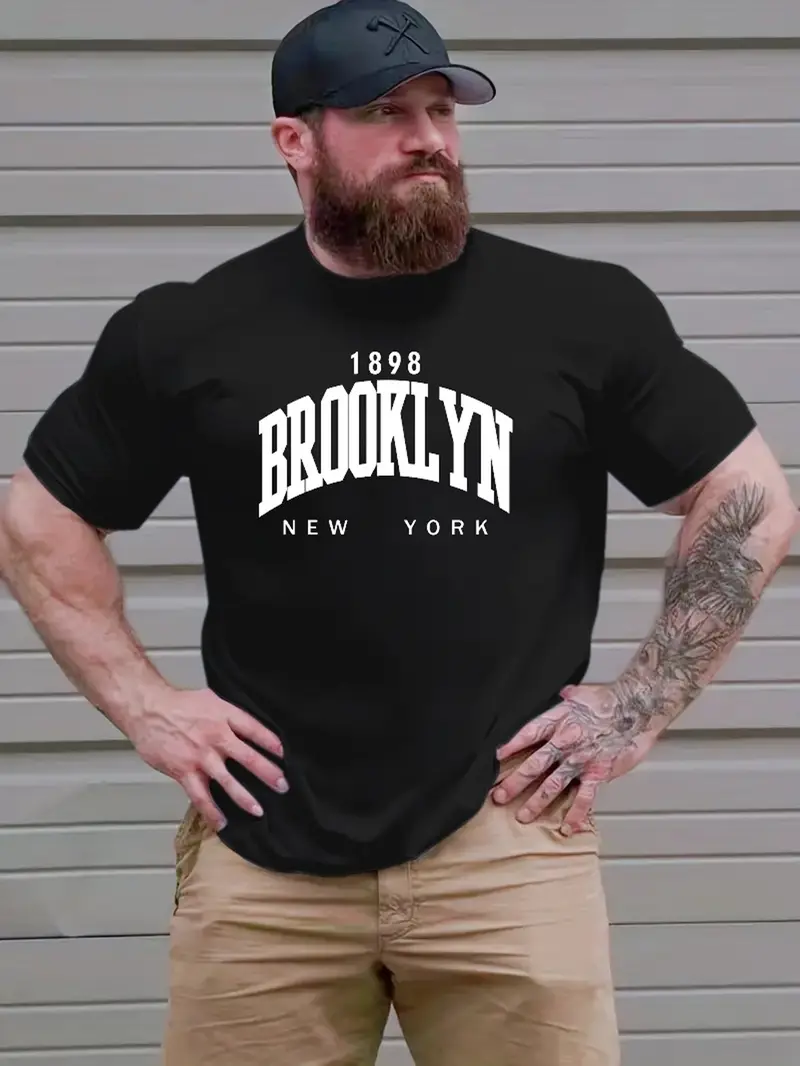 Plus Size Mens Brooklyn Graphic Print T Shirt Summer Temu Ireland