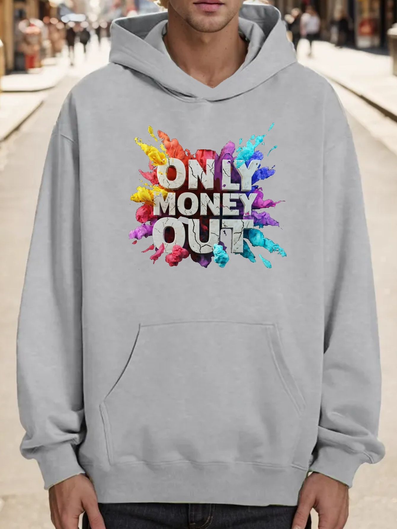 KUN PENGE UD Print Kængurulomme Hættetrøje Casual Langærmede - Temu Denmark