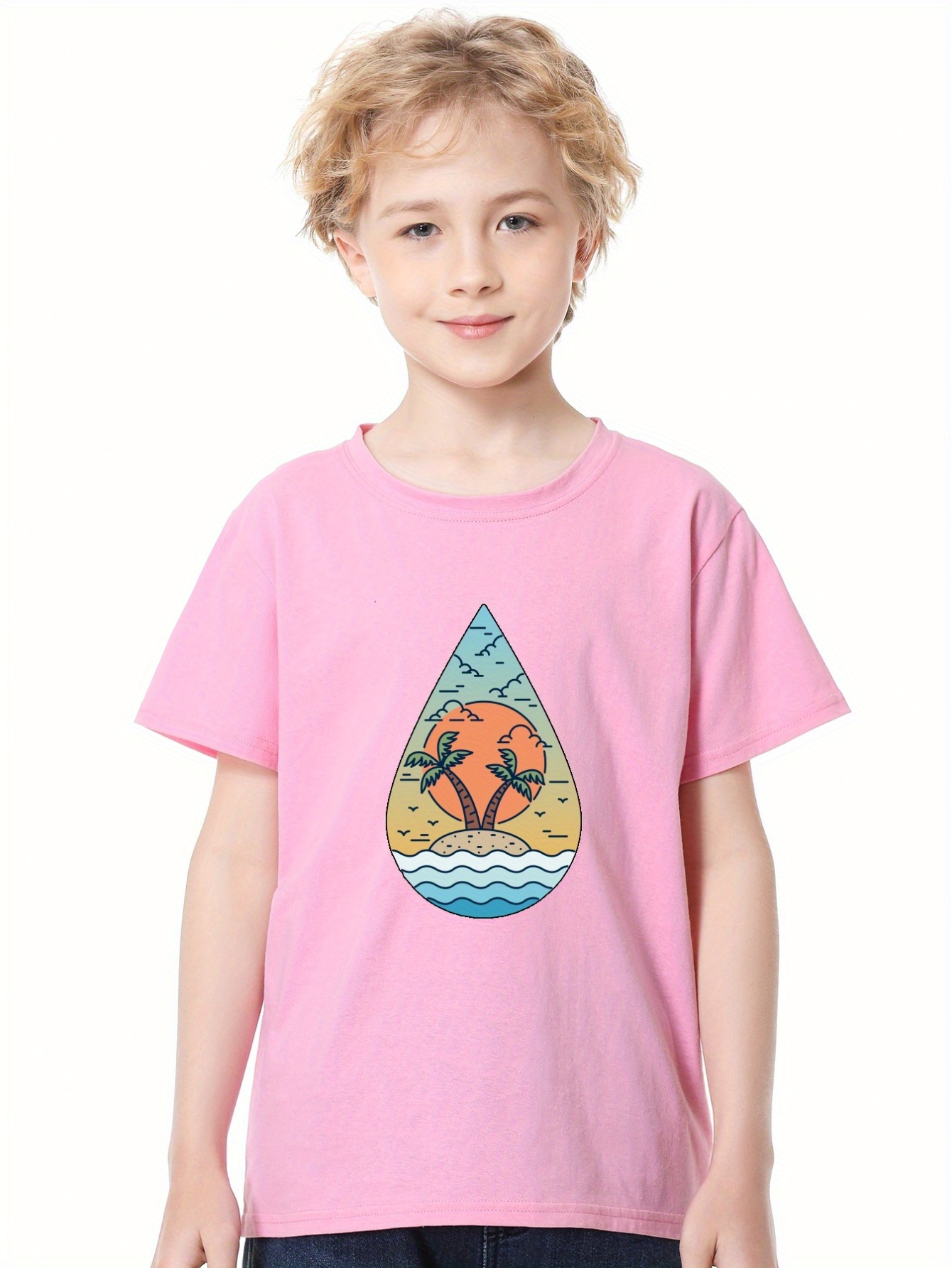 Coconut Tree Print T shirts Sea Boys Cool Lightweight Comfy - Temu New ...