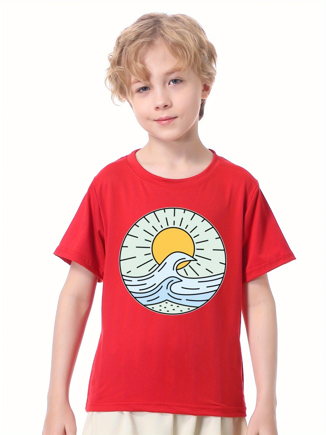 Boy s Short Sleeve T shirts Sun Print Comfy Casual - Temu New Zealand