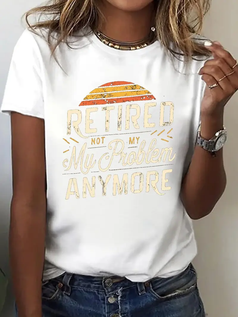 Letter Print Crew Neck T Shirt Casual Short Sleeve T Shirt Temu South
