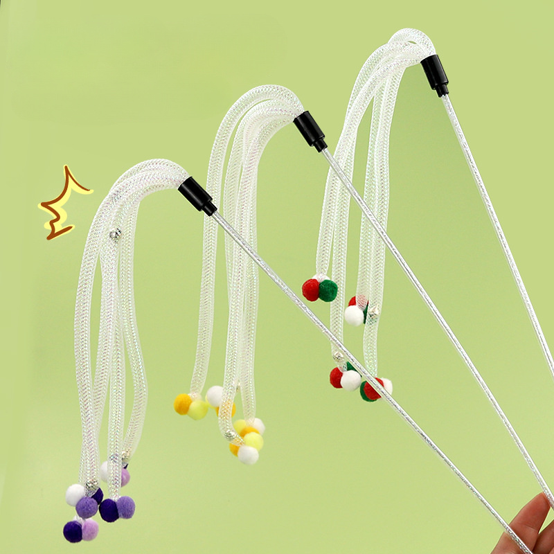 Cat Teaser Stick Elastic Net Bell Interactive Cat Toys Cats - Temu ...