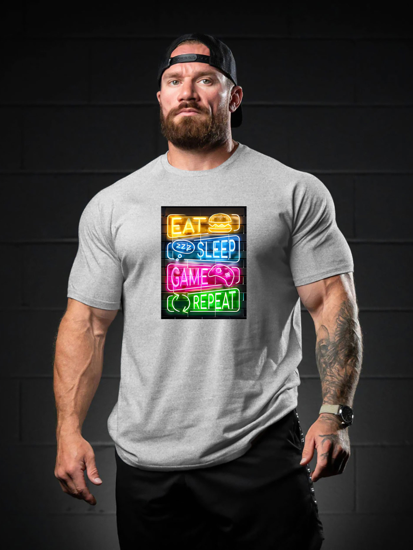 Plus Size Eat sleep game Repeat Letter Print Men's Short - Temu Canada