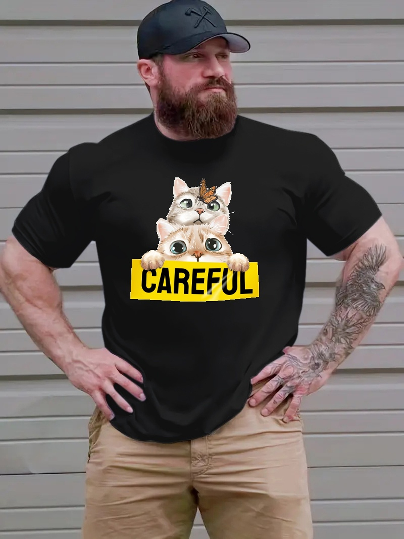 Plus Size Men's Anime Cats Print T shirt Casual Fashion - Temu New Zealand