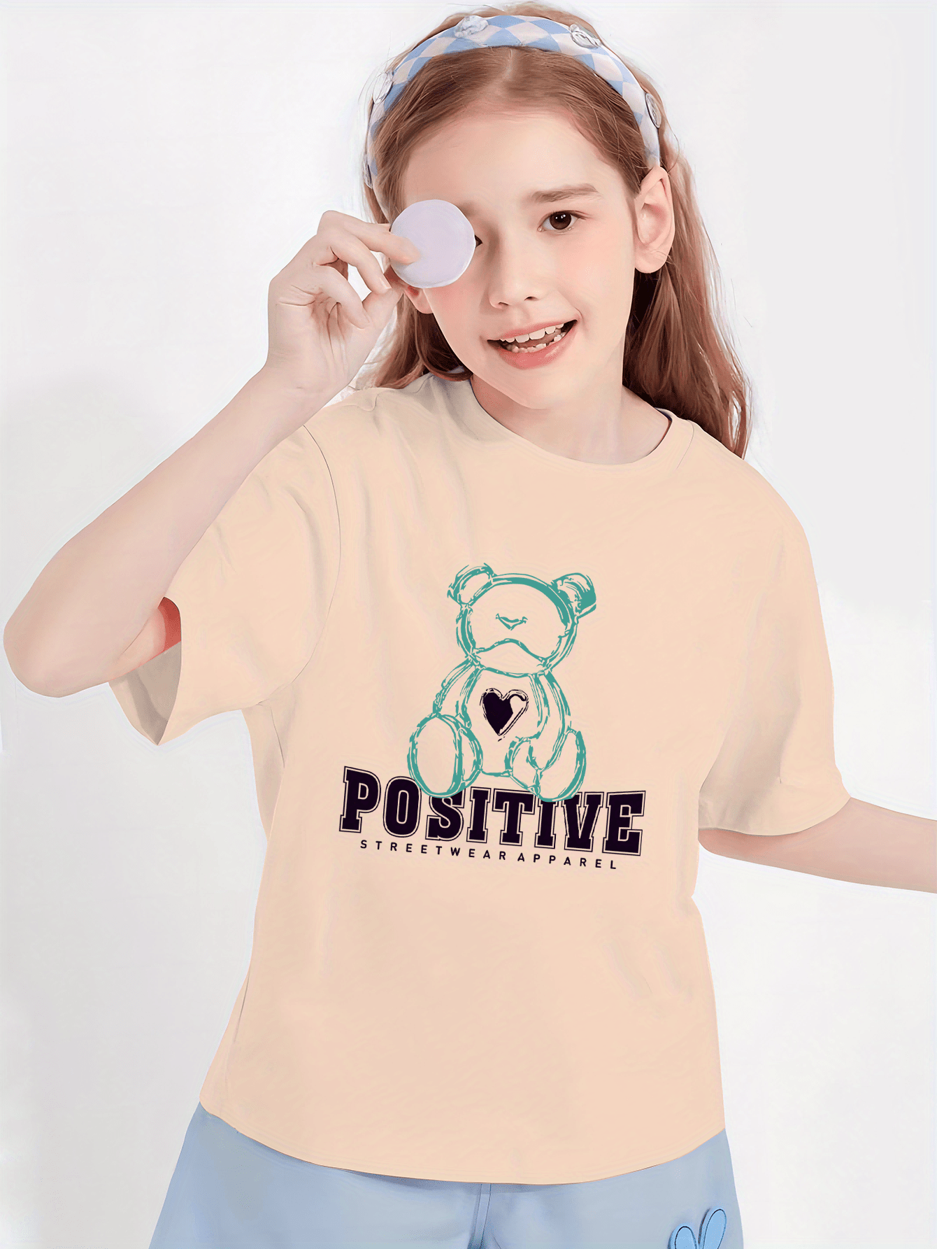 Positive Bear Print T Shirt Tees Kids Girls Casual Sports T - Temu ...