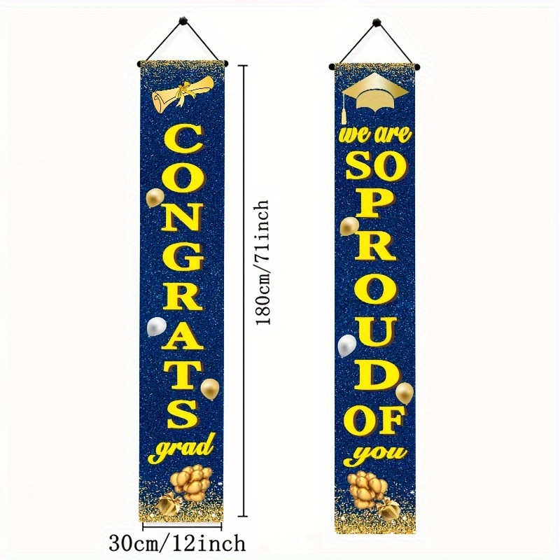 Proud Banner Decoration Set Graduation Porch Sign Congrats - Temu United
