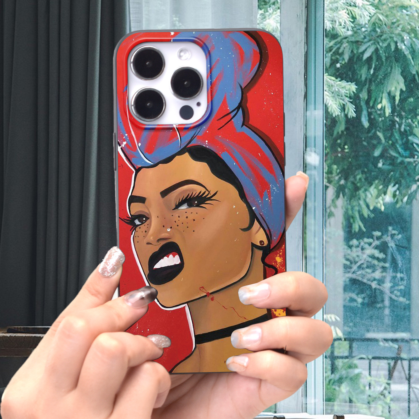Creative Hand painted Girl Printed Phone Case Iphone 15 14 - Temu New Zealand