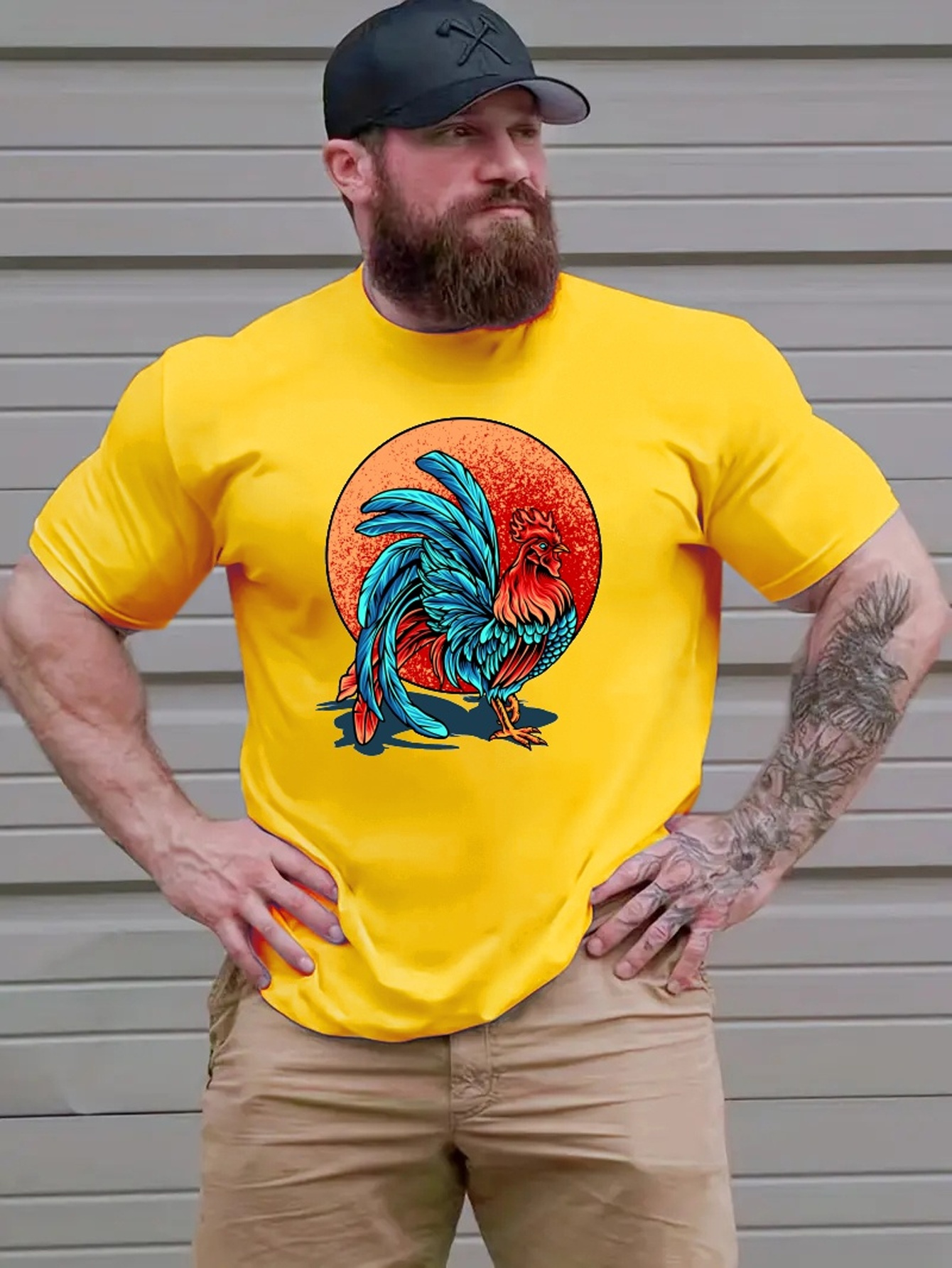 Plus Size Men's Rooster Print T shirt Casual Fashion Short - Temu Ireland