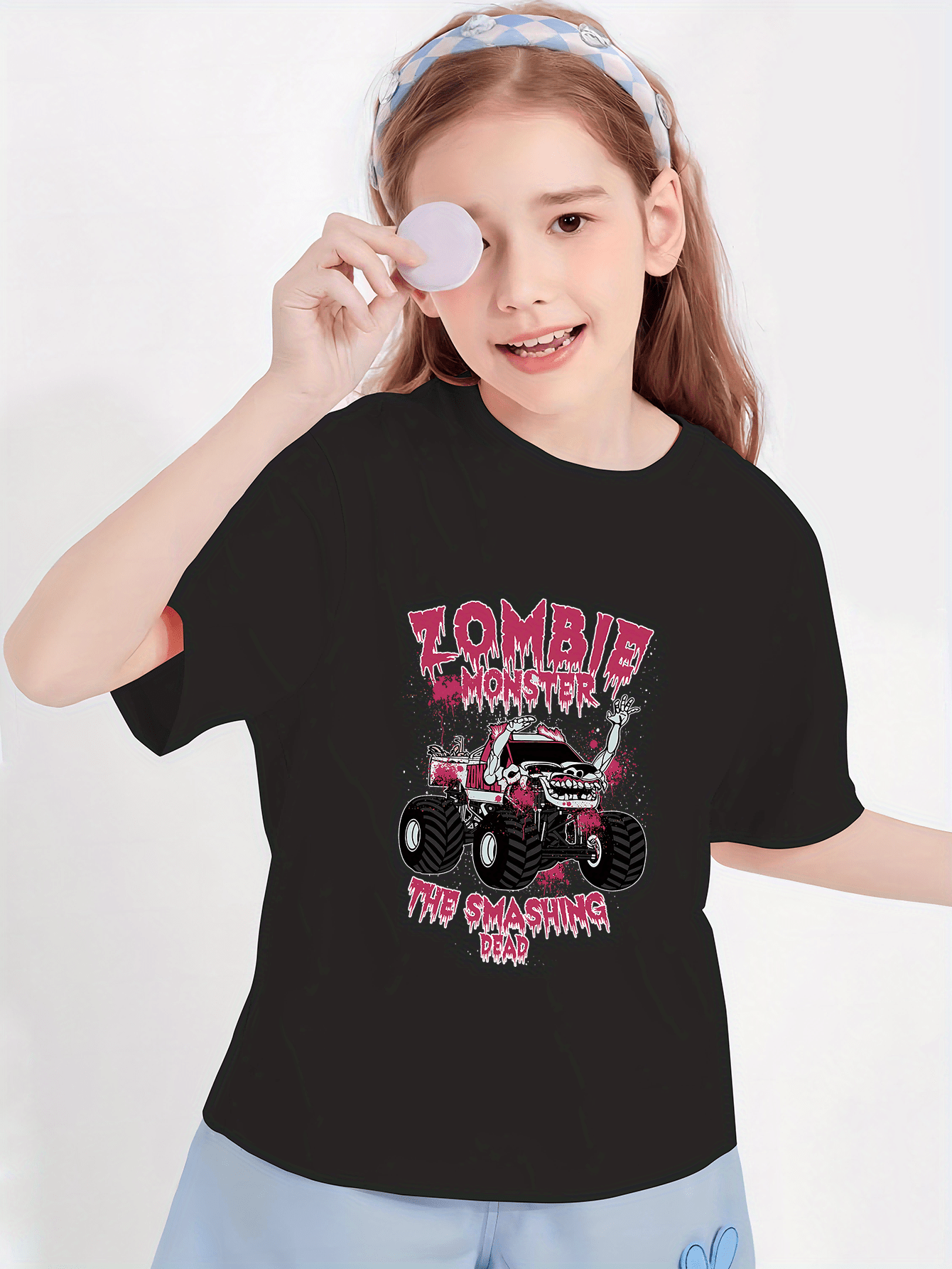 Cartoon Truck Pattern Shirt Girl s Casual Breathable Short - Temu