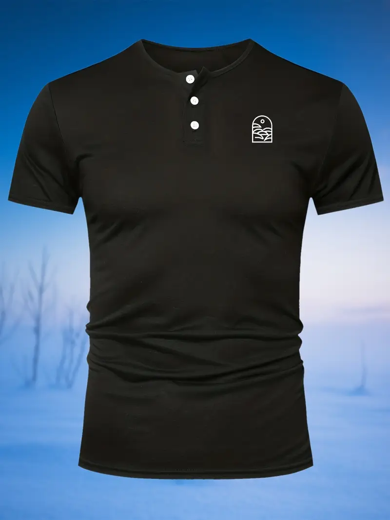 Plus Size Mens Geometric Graphic Print Henley Shirt Casual Temu