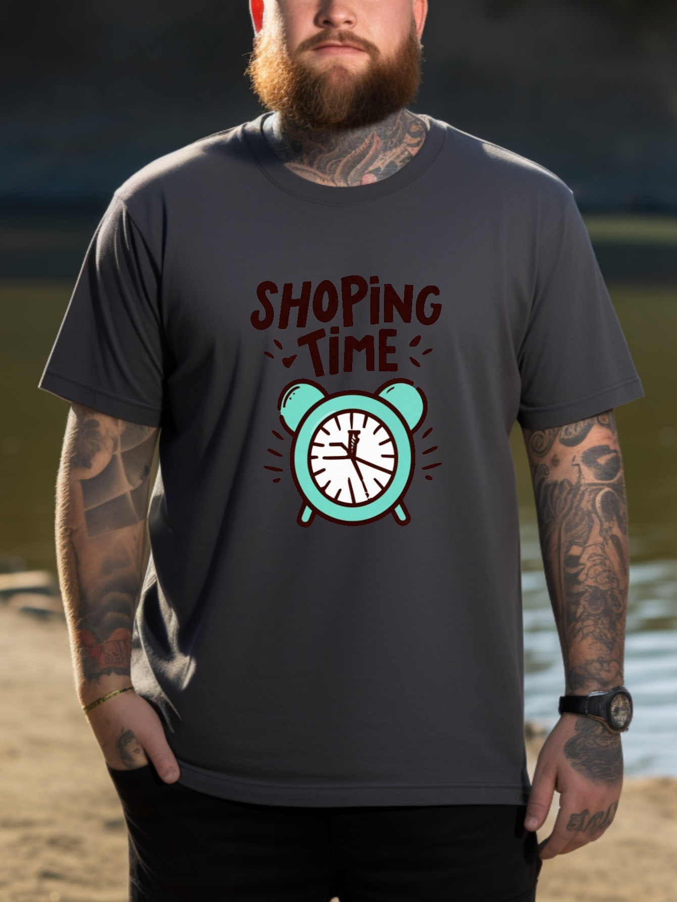 Plus Size Shopping Time Print T Shirt Tees Men Casual Short - Temu Ireland