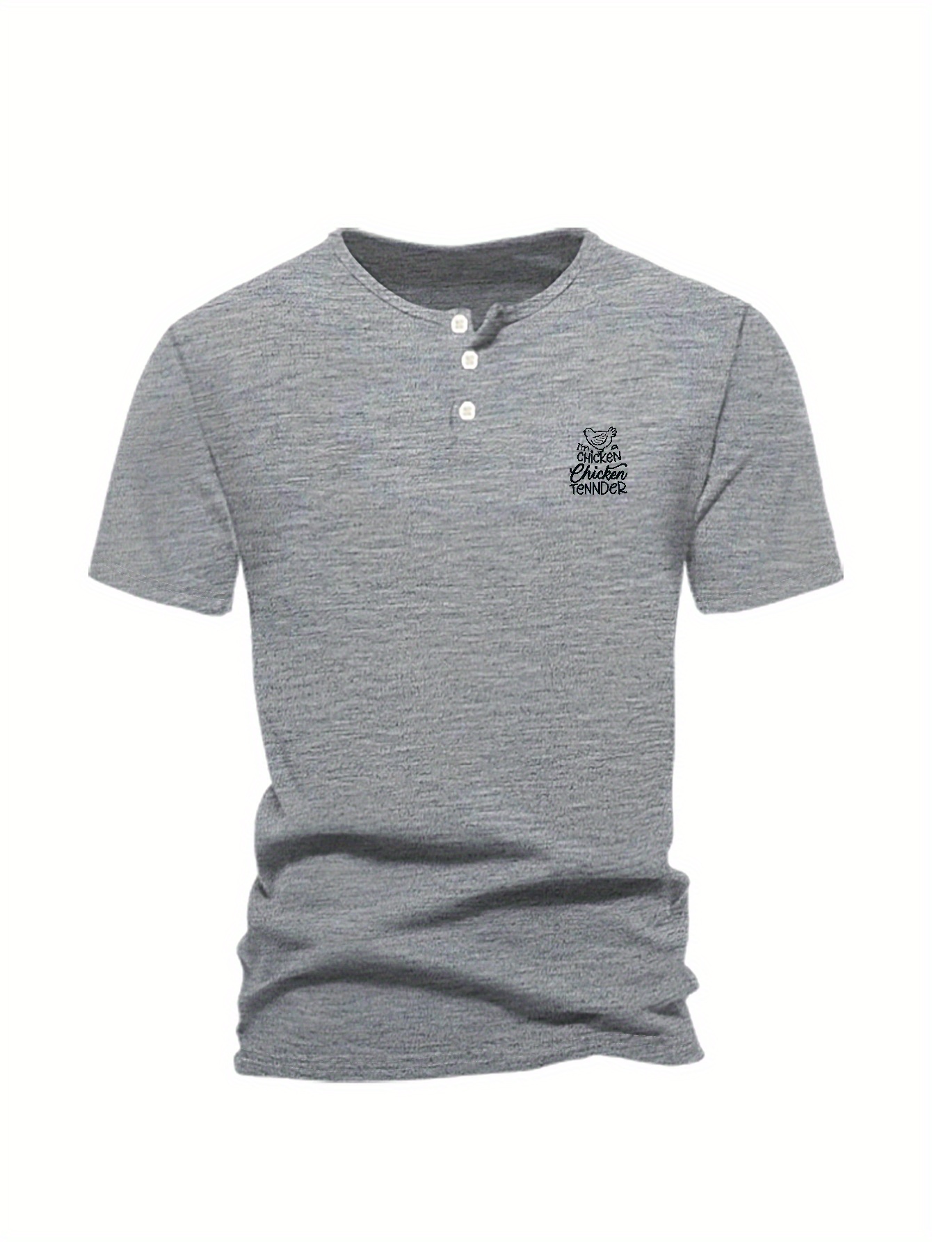 Plus Size 'm Chicken Print Henley Shirts Men Classic Button - Temu New ...