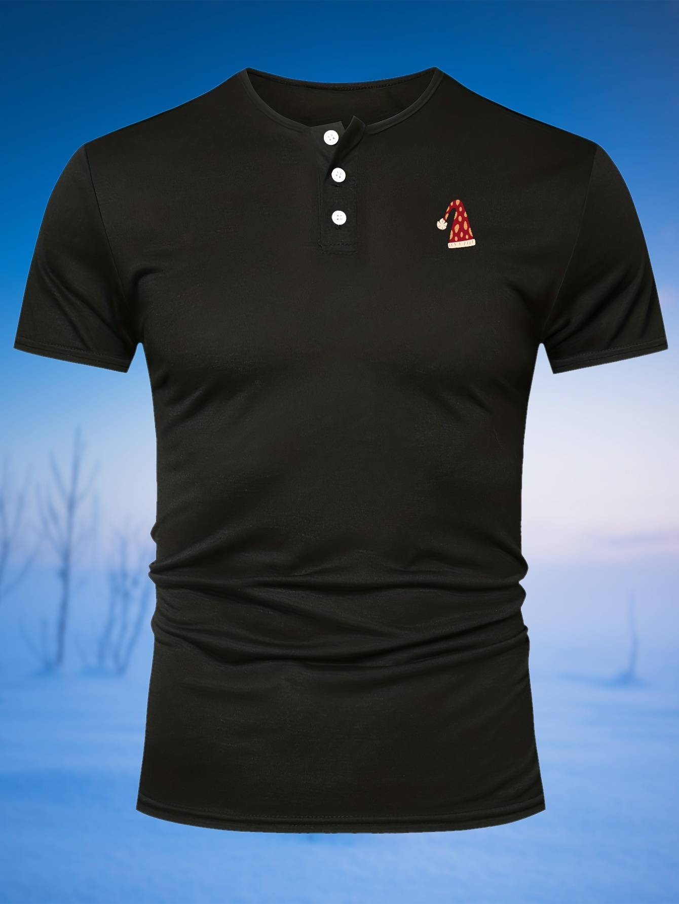 Plus Size Men's Henley Shirt Print Santa Hat Pattern - Temu Australia