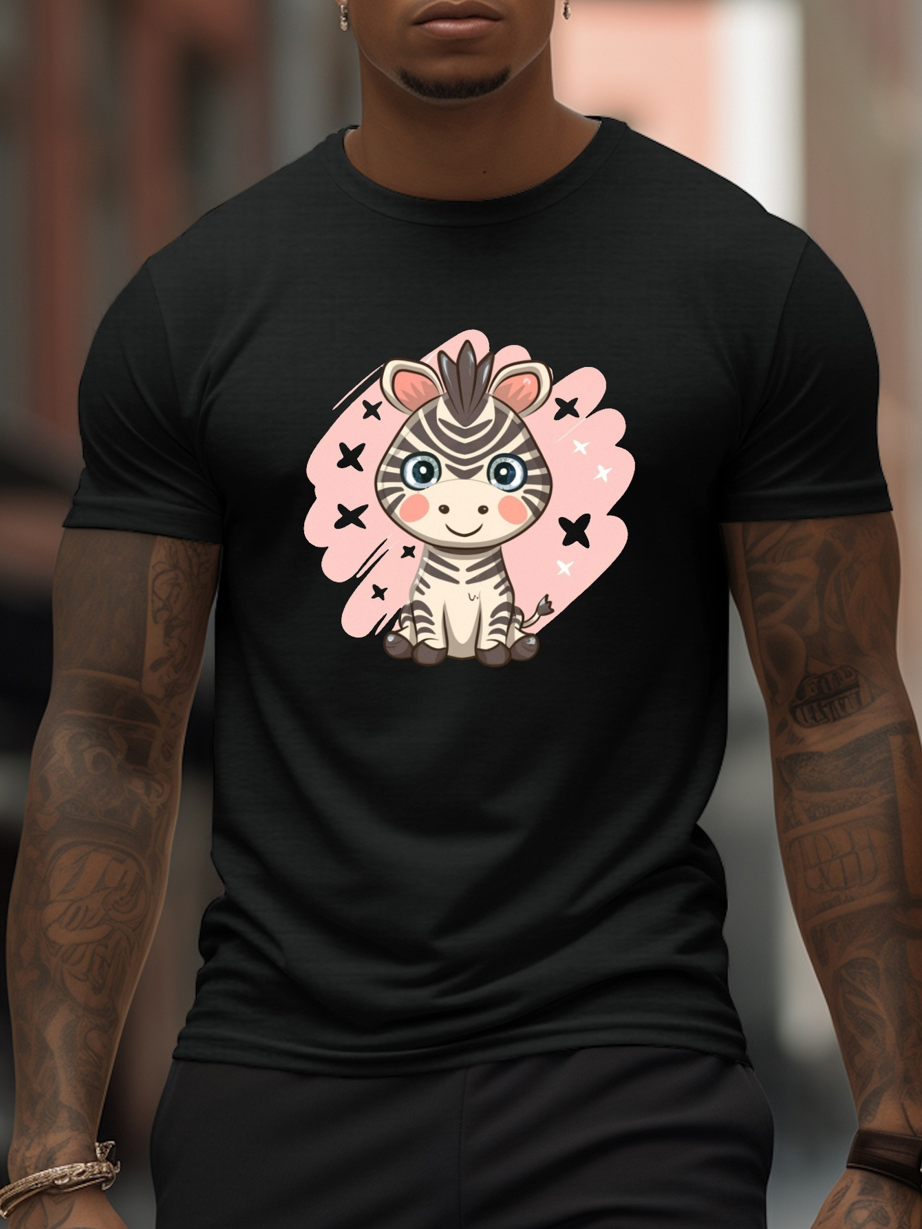 Kawaii Zebra Print T Shirt Tees Men Casual Short Sleeve T - Temu Canada