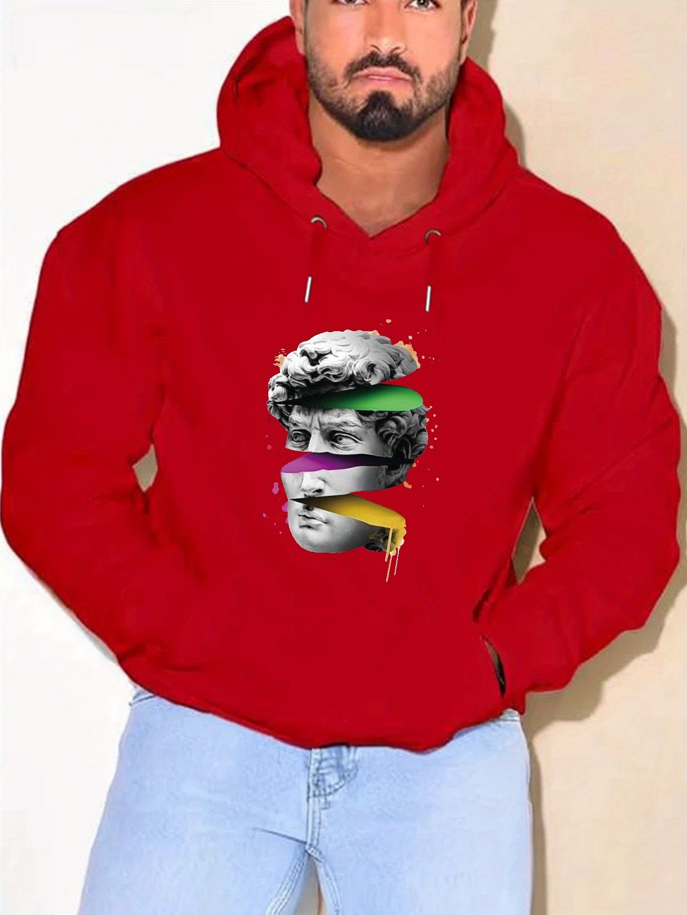 Plus Size Statue Print Hoodie Cool Hoodies Men Men's Casual - Temu ...