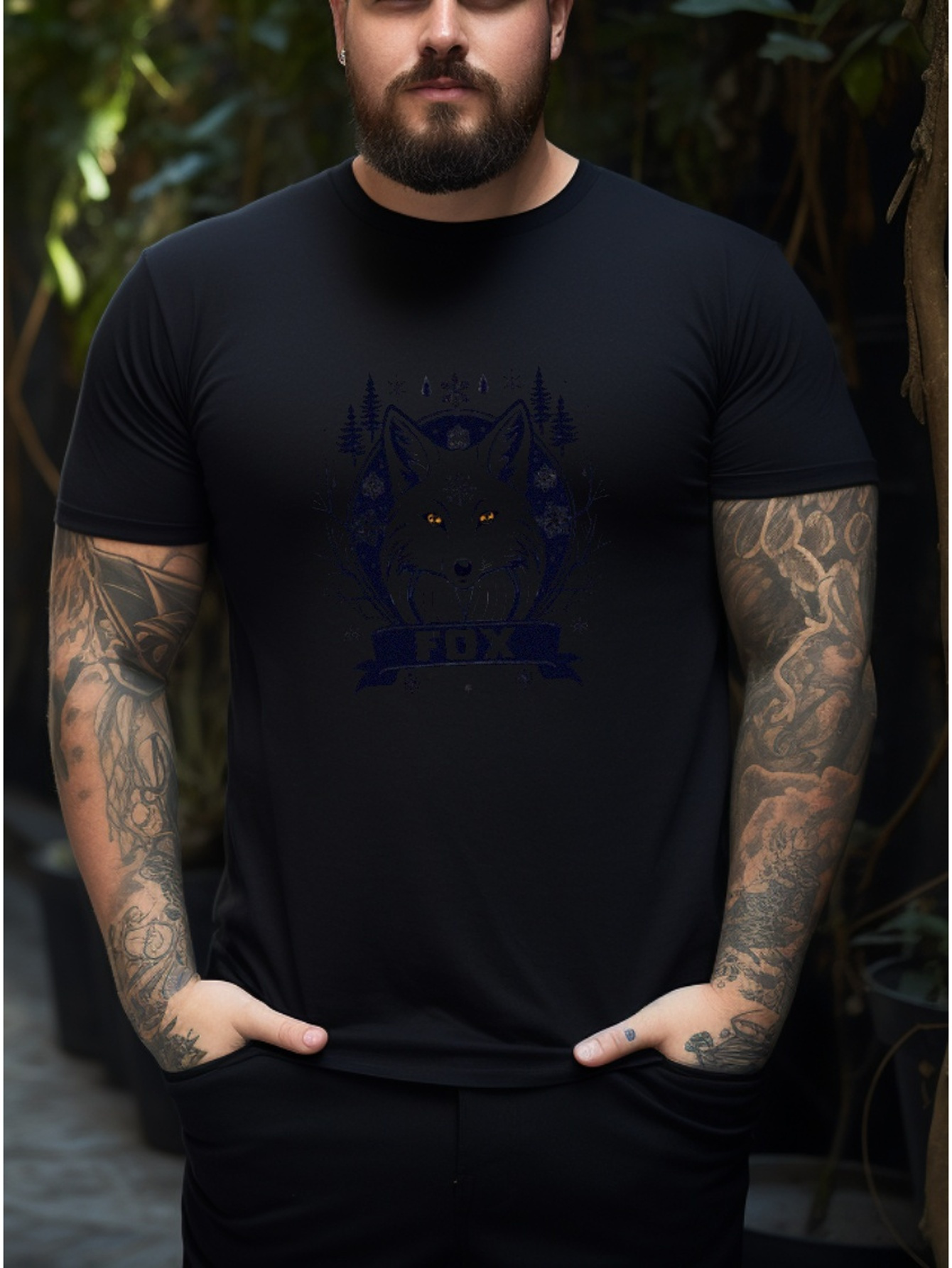 Plus Size Men's Fox Pattern Crew Neck T shirt Casual Comfy - Temu New ...