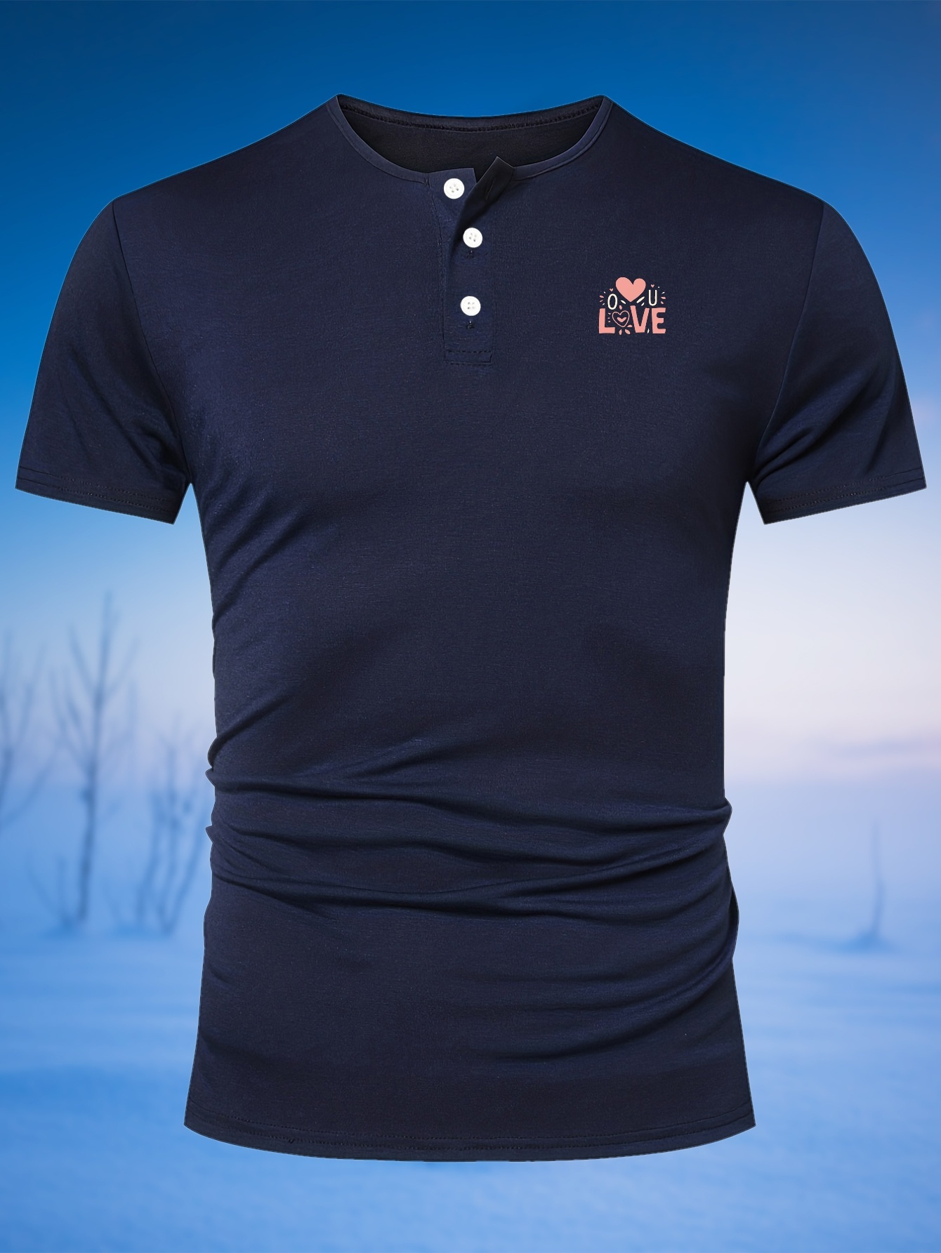 Plus Size Love Print Men's Round Neck Short Sleeve Tee - Temu Australia