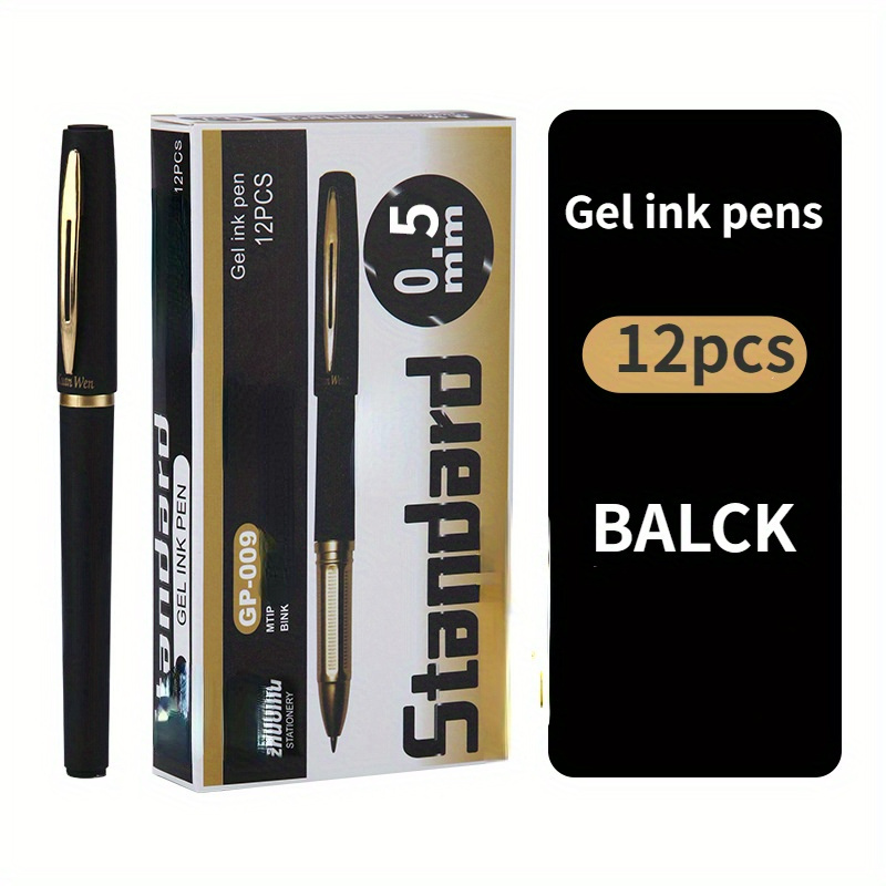 قلم أسود مطفي بحجم كبير 0.5 مم للتوقيع في المكتب بسعة 12 قطعة - Office ...