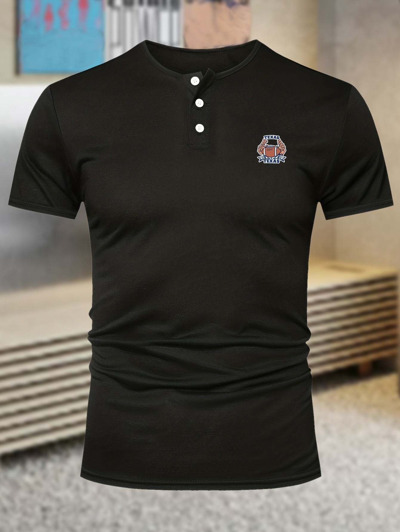 Plus Size Soccer Print Men's Solid Henley Shirts Buttons - Temu Australia