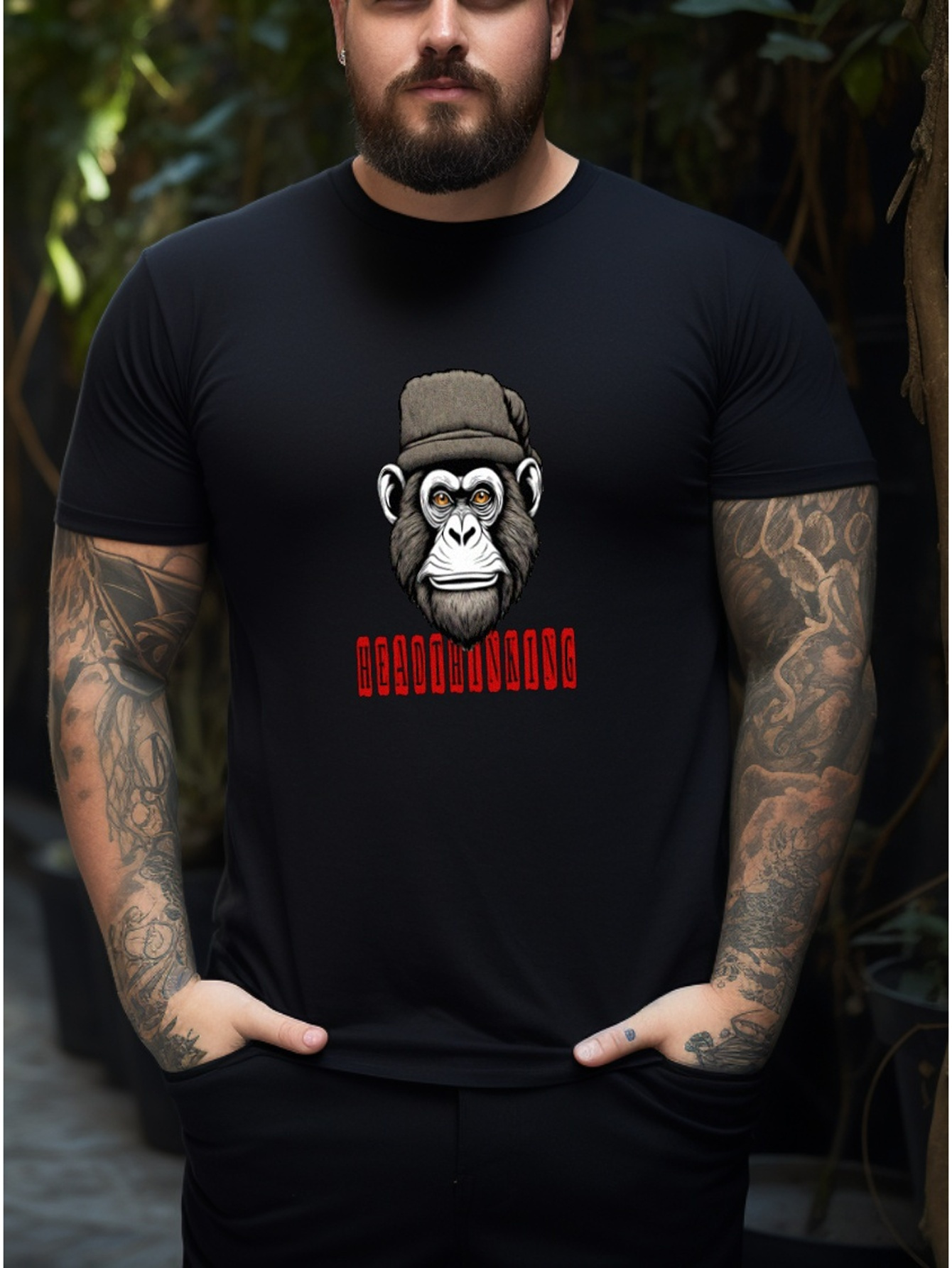 Plus Size Tees 'gorilla Head' Trendy Print Men's Casual - Temu Philippines