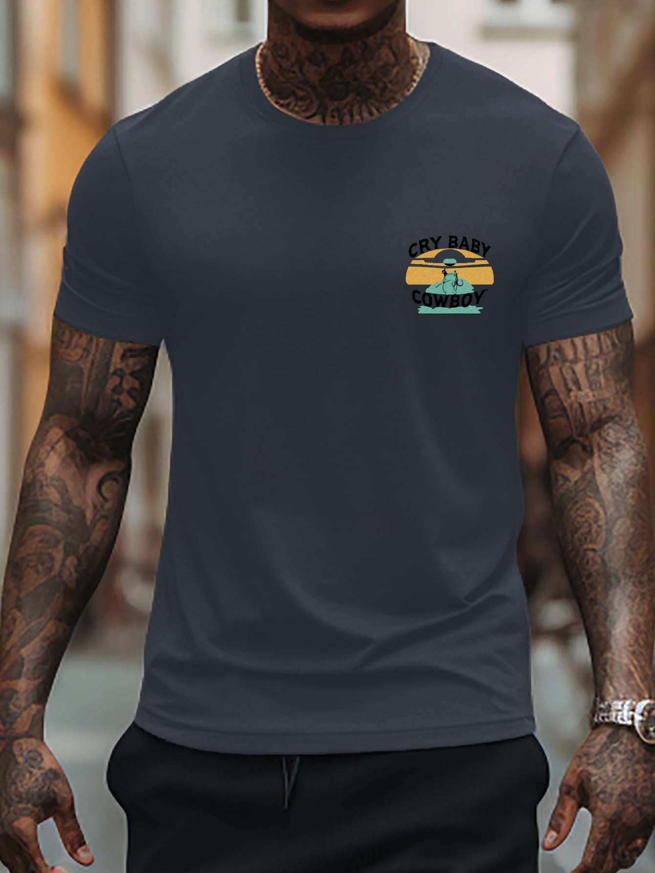 Cowboy Print T Shirt Tees Men Casual Short Sleeve T - Temu Australia