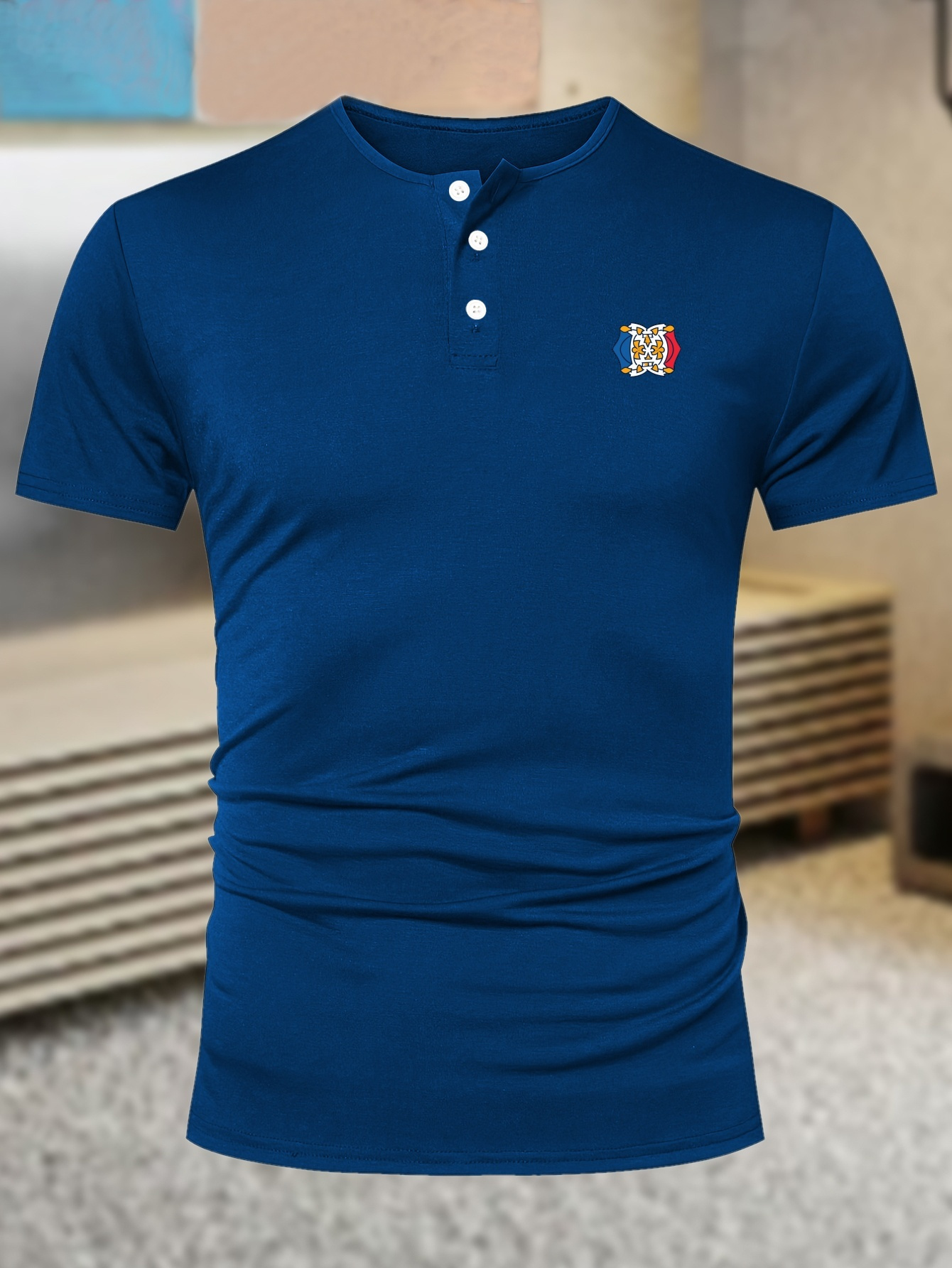 Plus Size Men's Geometric Pattern Print Henley Shirt Casual - Temu Canada