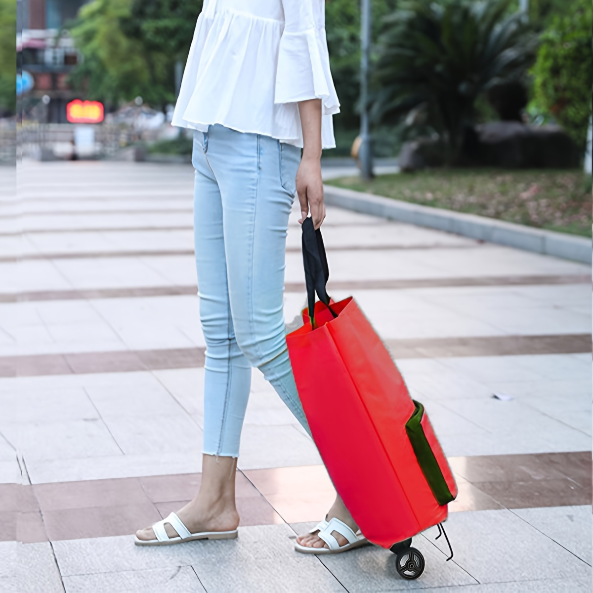 Portable Shopping Bag Wheels Foldable Shopping Cart In - Temu