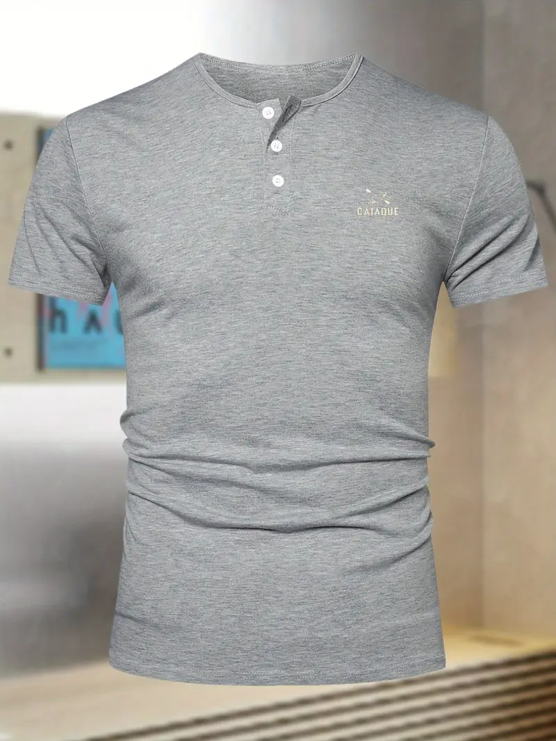 Plus Size Mens Caiaque Pattern Print Henley Shirt Casual Temu New
