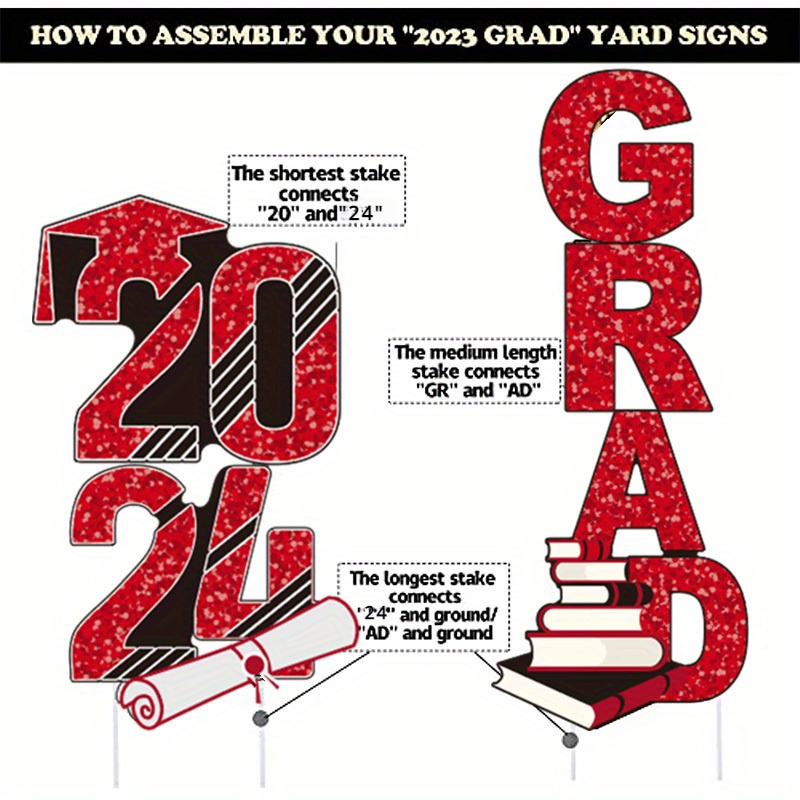 2024 grad yard signs sparkling graduation party waterproof lawn ...