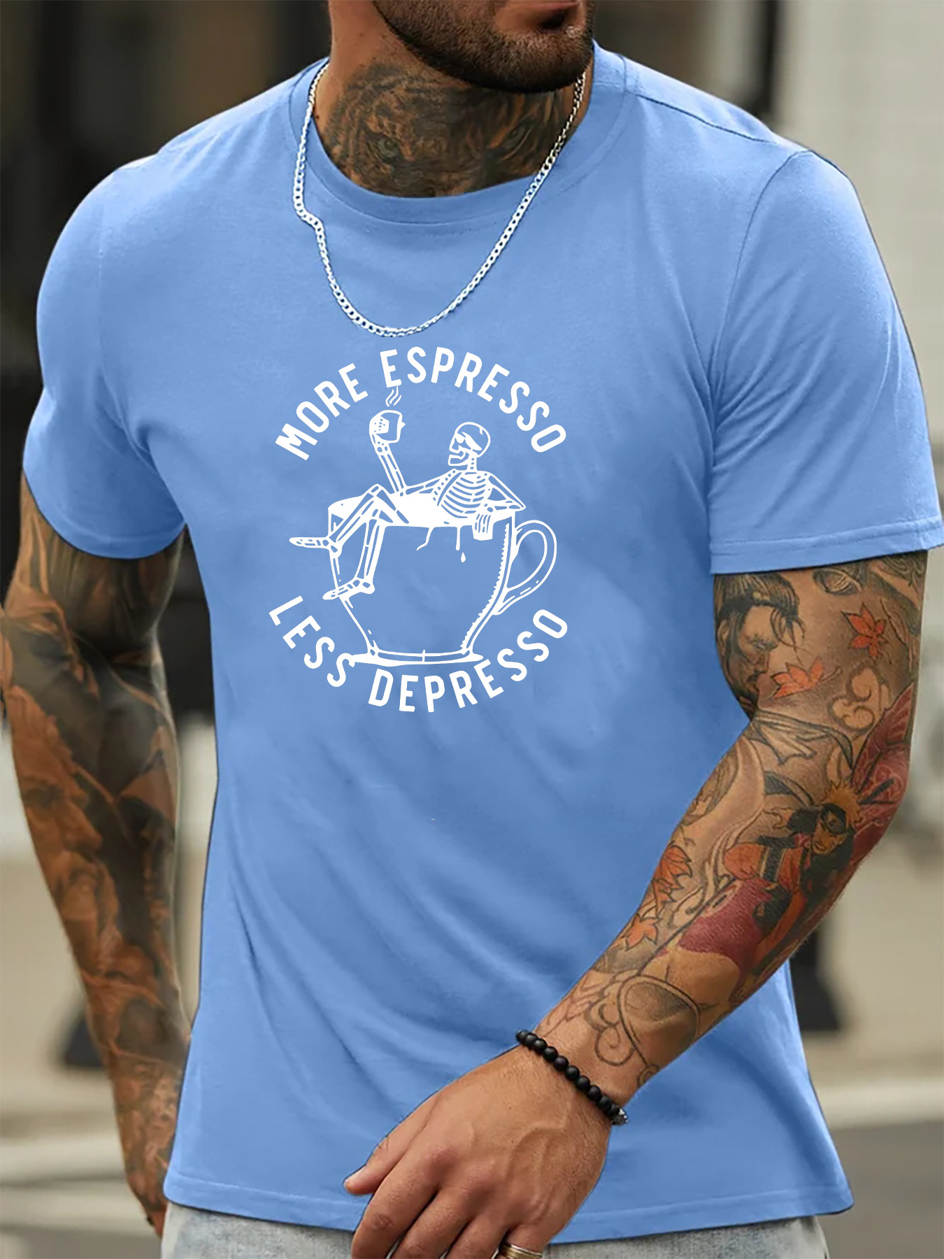 Anime Skeleton In Cup Pattern Men's Street Short Sleeve Crew - Temu ...