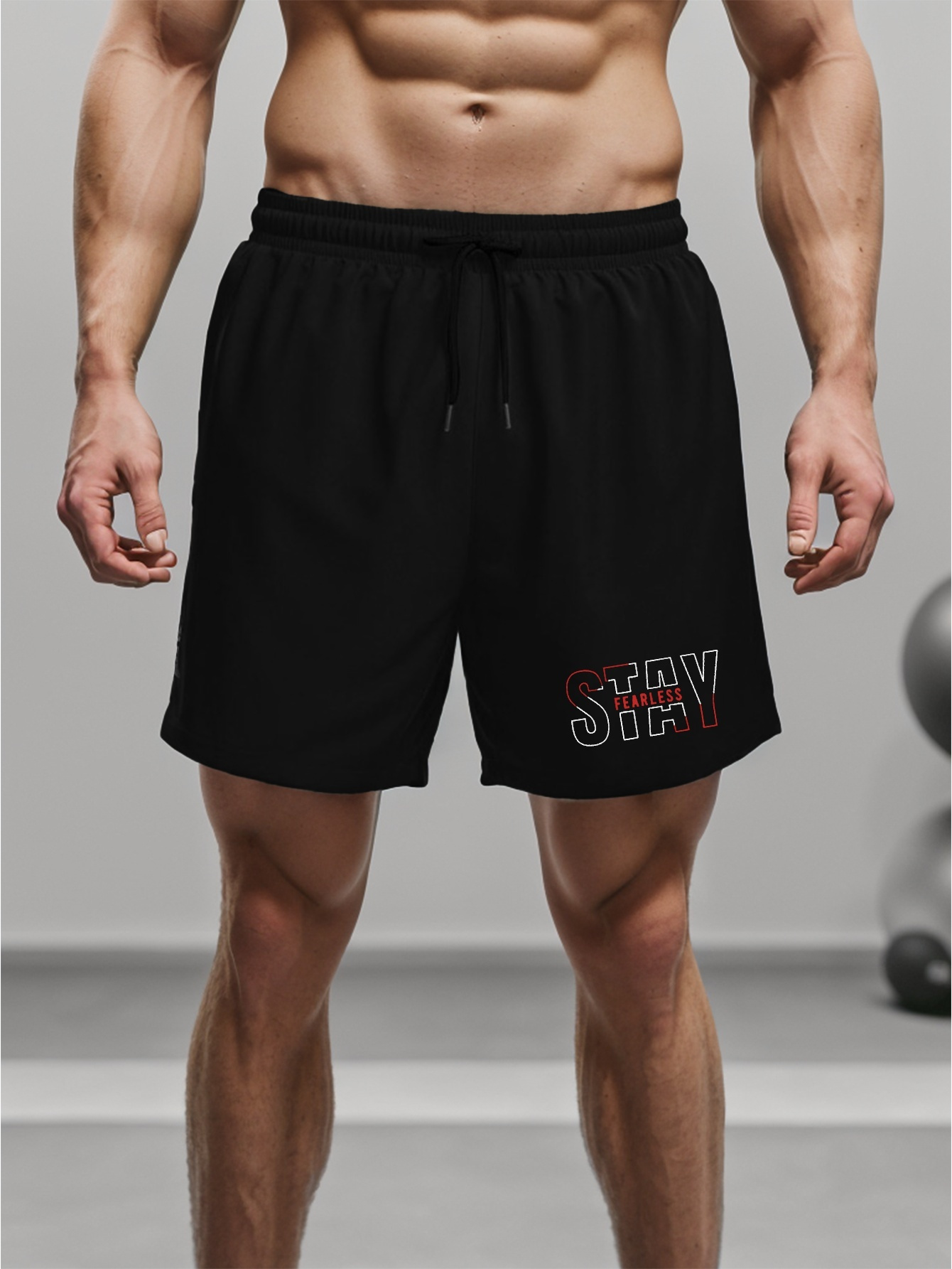 Plus Size "stay Fearless" Print Shorts For Men Casual - Temu Canada