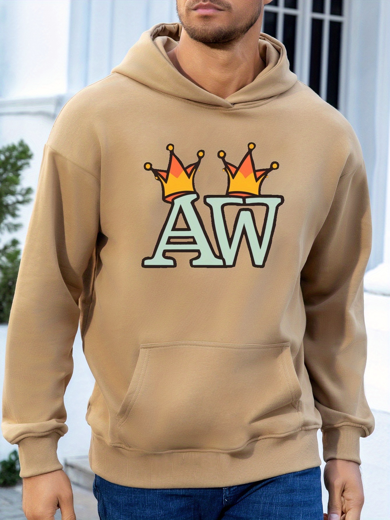 Crown Pattern Print Hooded Sweatshirt Personalized Hoodies - Temu Canada