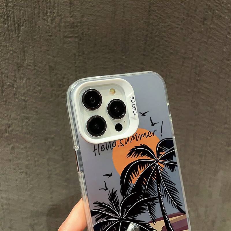 Coconut Tree Pattern Tpu Material Mobile Phone Case For Iphone 11/12/13/14/15 Pro Max - Cell ...