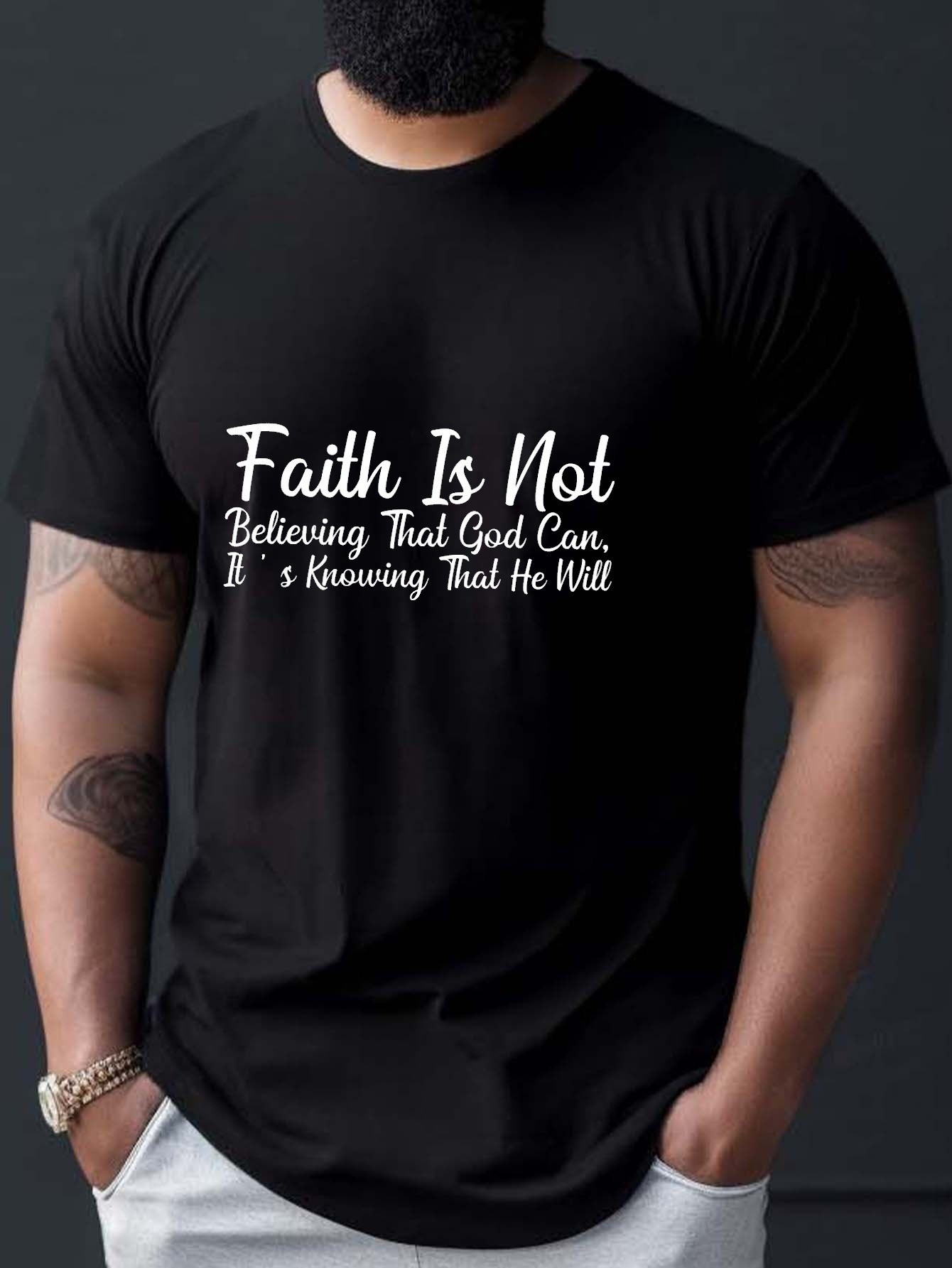 Plus Size "faith" Themed Letters Print Casual Crew Neck - Temu Australia