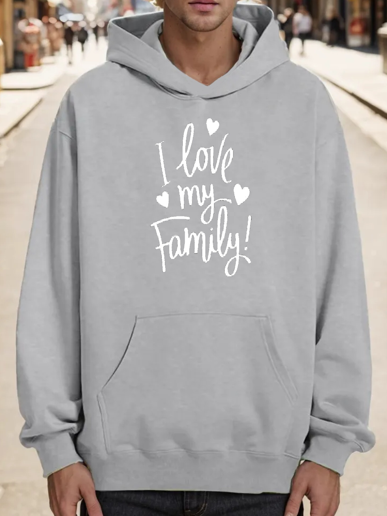 Love Family Print Kangaroo Pocket Hoodie Casual Long Sleeve - Temu Australia