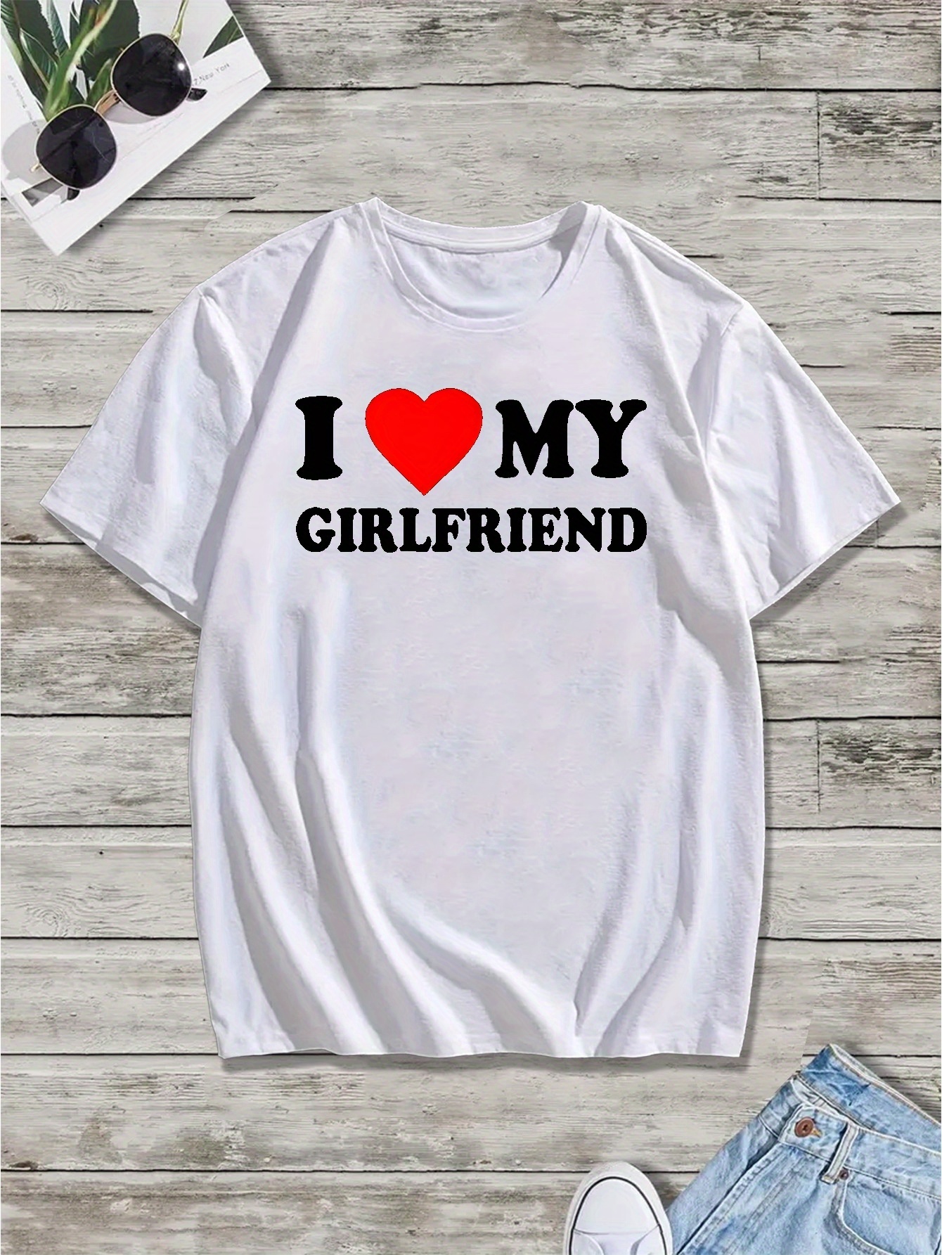 Love Girlfriend Print T Shirt Tees Men Casual Short Sleeve T - Temu Canada
