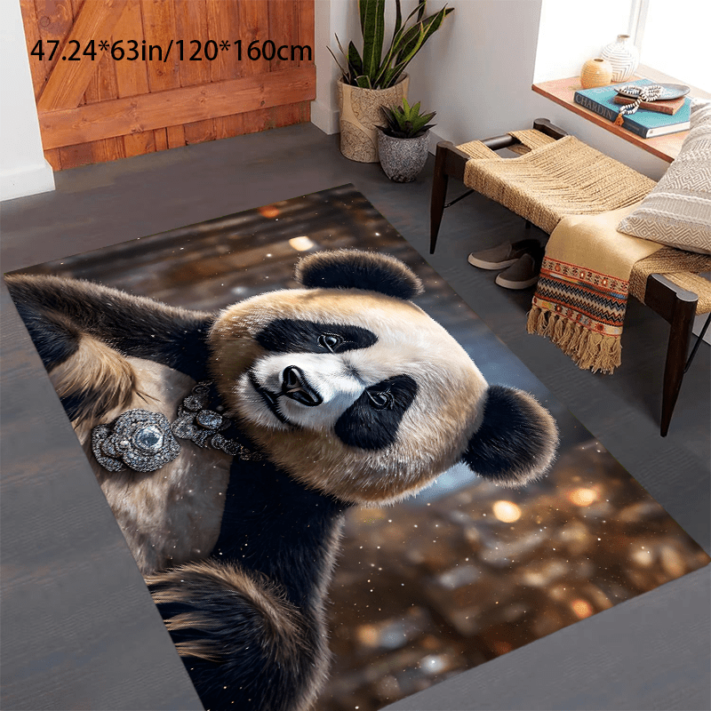 Crystal Velvet Rich Panda Head Wearing Diamond Jewelry - Temu Canada