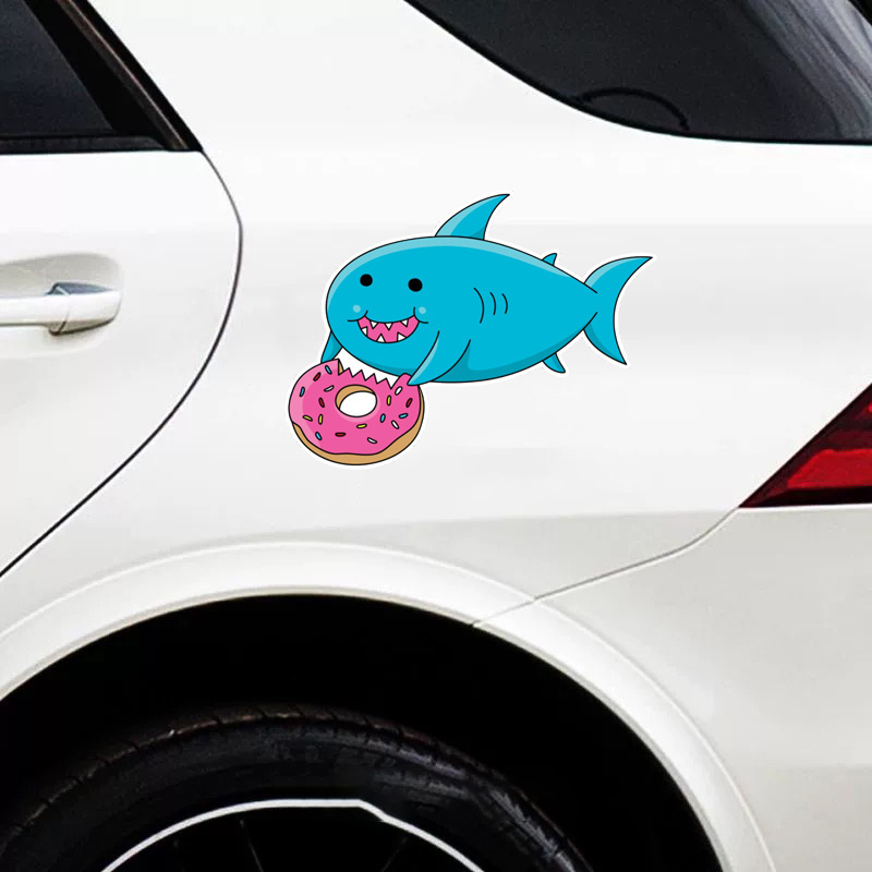 Cute Fat Whale Shark Eating Donuts Foodie Waterproof Vinyl - Temu New ...
