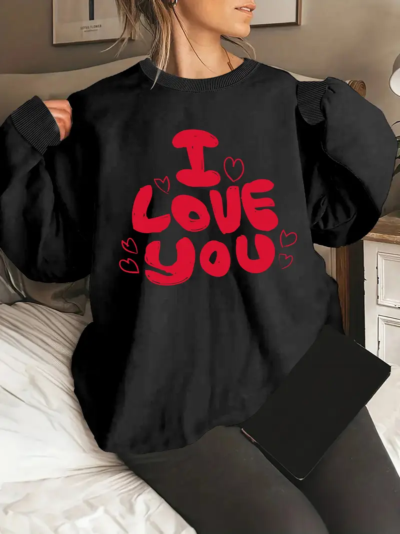 Letter Print Sweatshirt Plus Size Casual Long Sleeve Crew Temu Canada