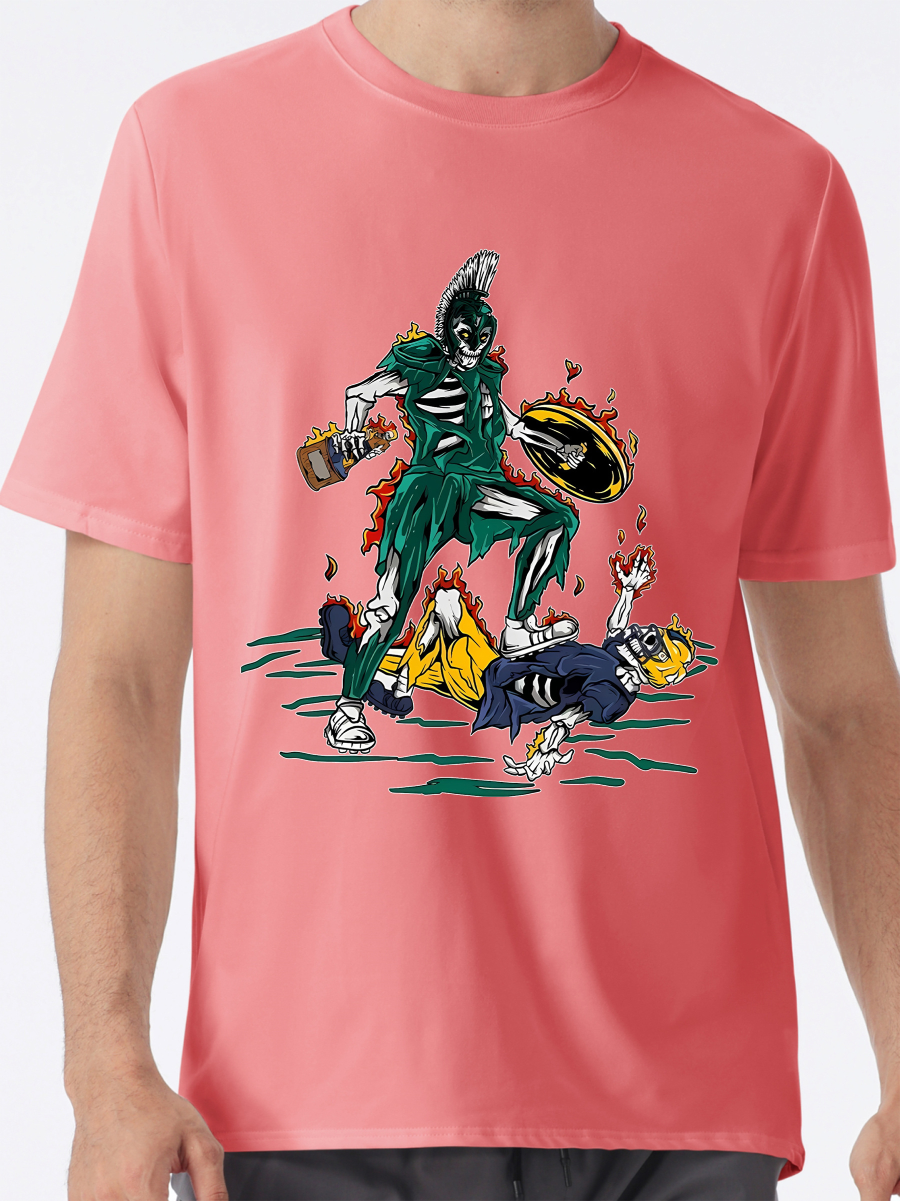 skeleton graffiti print men's graphic neck t - Temu Ireland