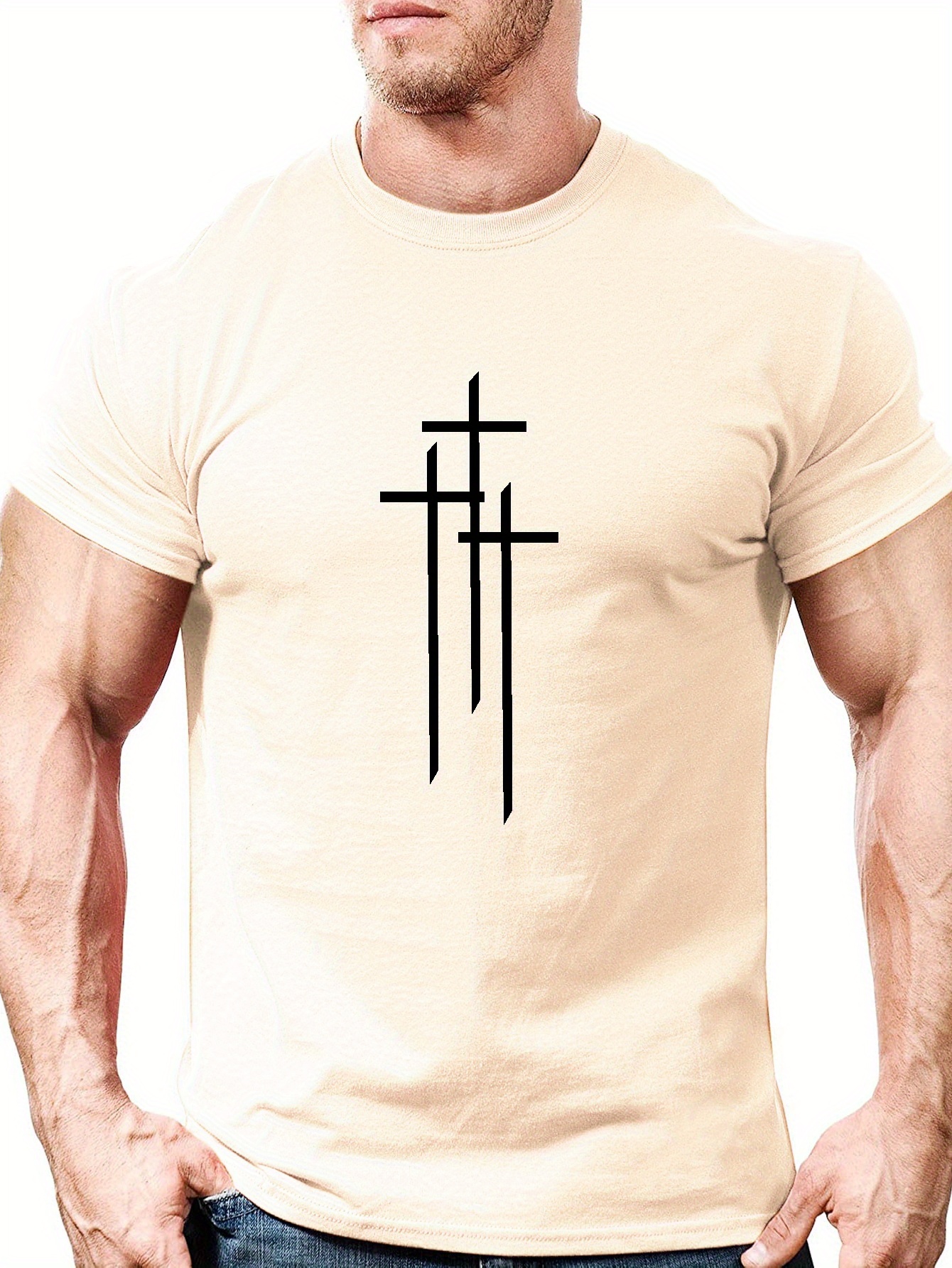 Plus Size Mens Cross Graphic Print T Shirt Outdoor Casual Temu South