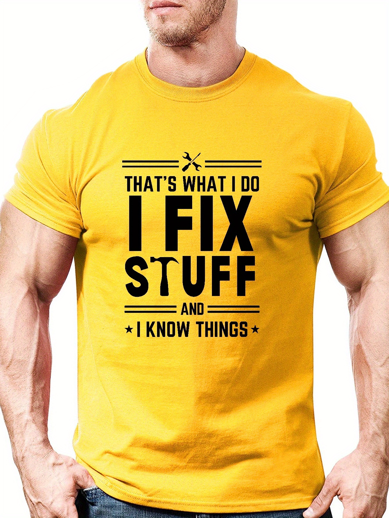 Plus Size Men's Fix Stuff Graphic Print T shirt Casual Comfy - Temu Canada